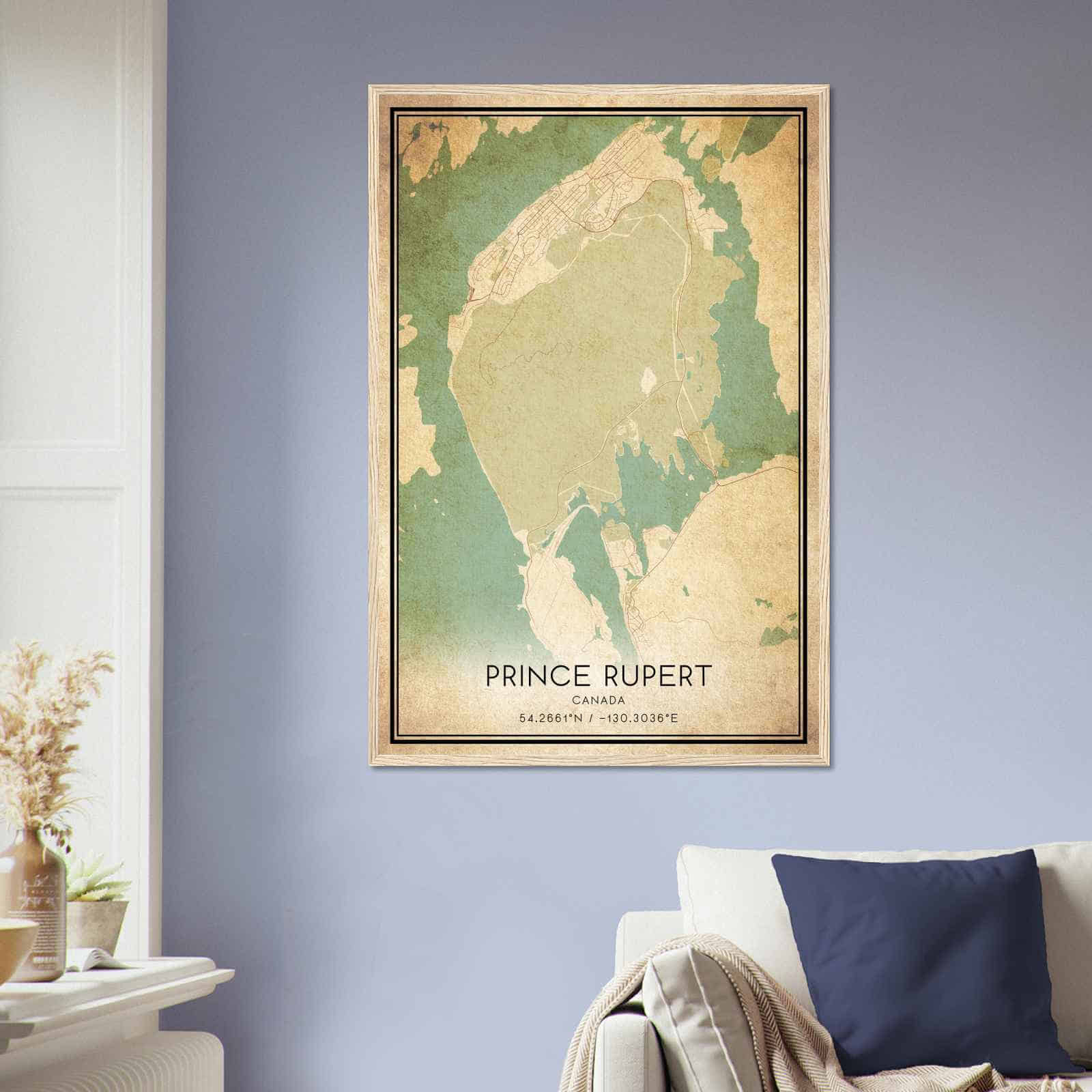 Vintage Prince Rupert Canada Map Poster, Prince Rupert City Road Wall ...