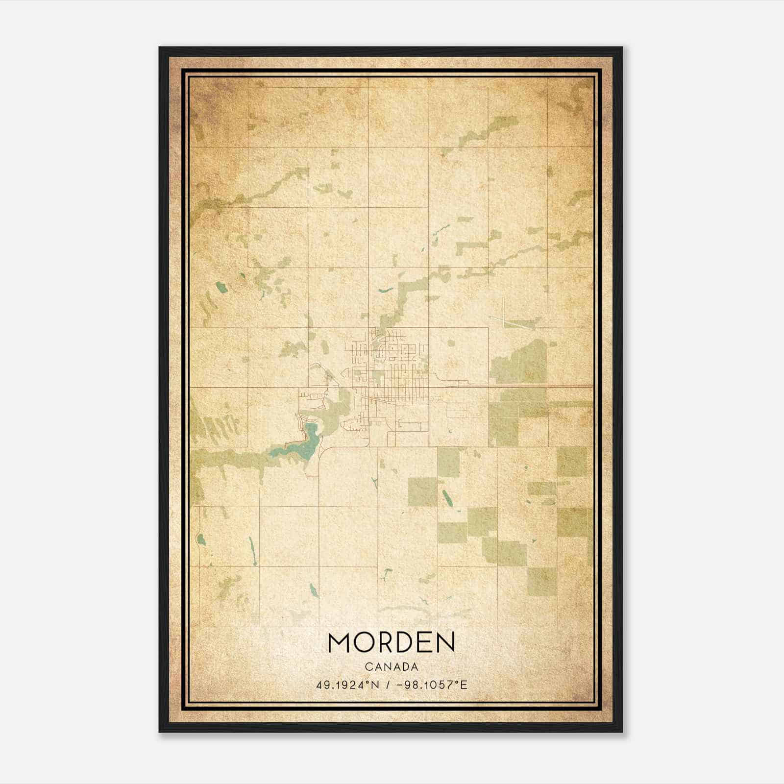 Vintage Morden Canada Map Poster, Morden City Road Wall Art Print ...