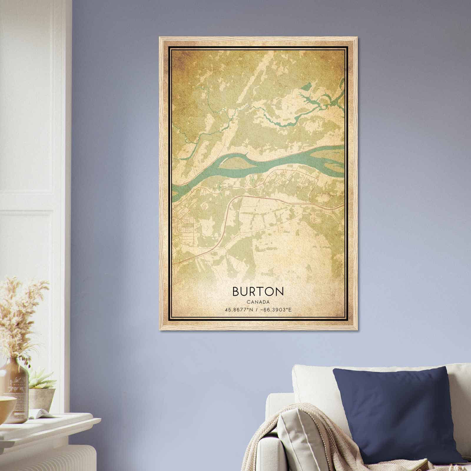 Vintage Burton Canada Map Poster, Burton City Road Wall Art Print ...