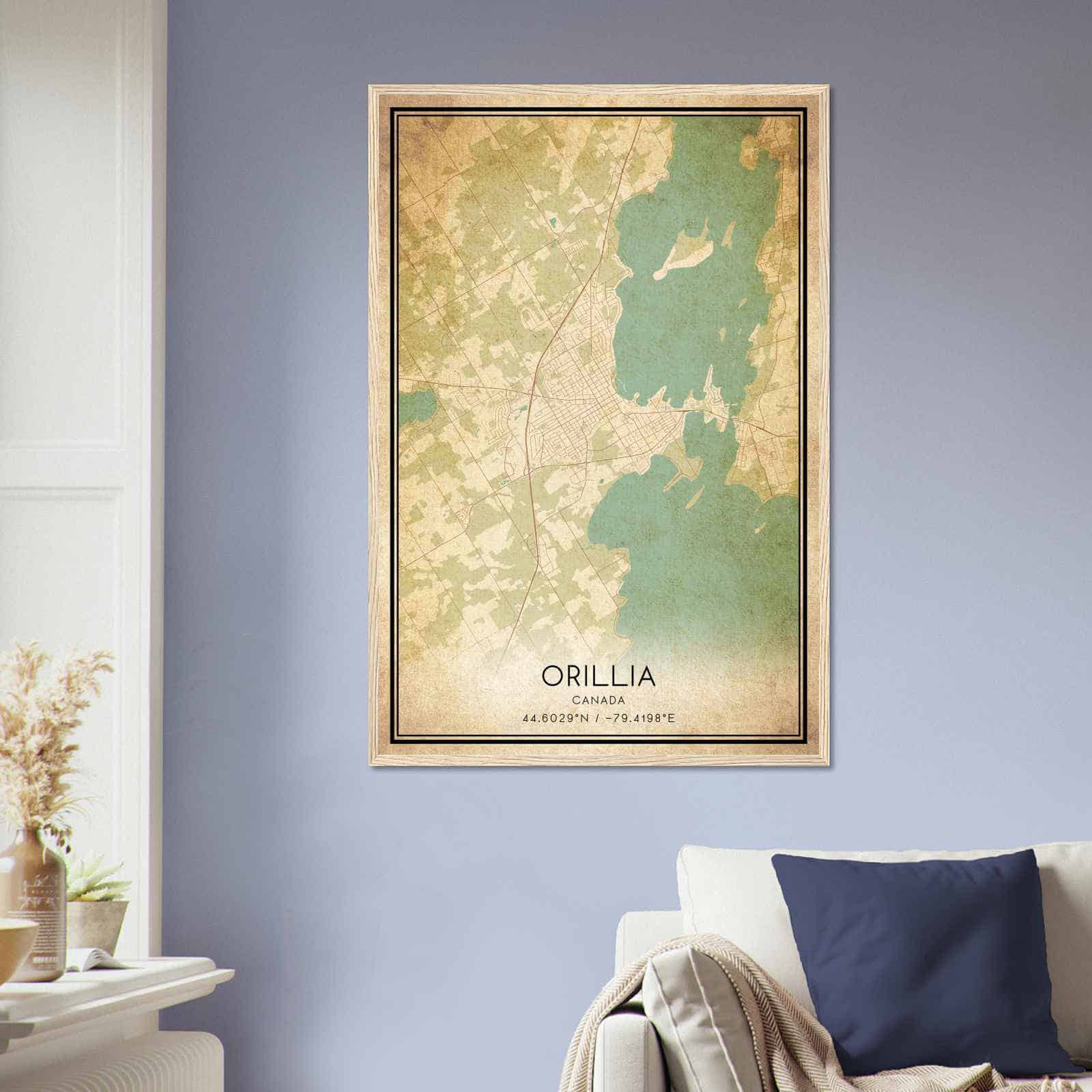 Vintage Orillia Canada Map Poster, Orillia City Road Wall Art Print ...