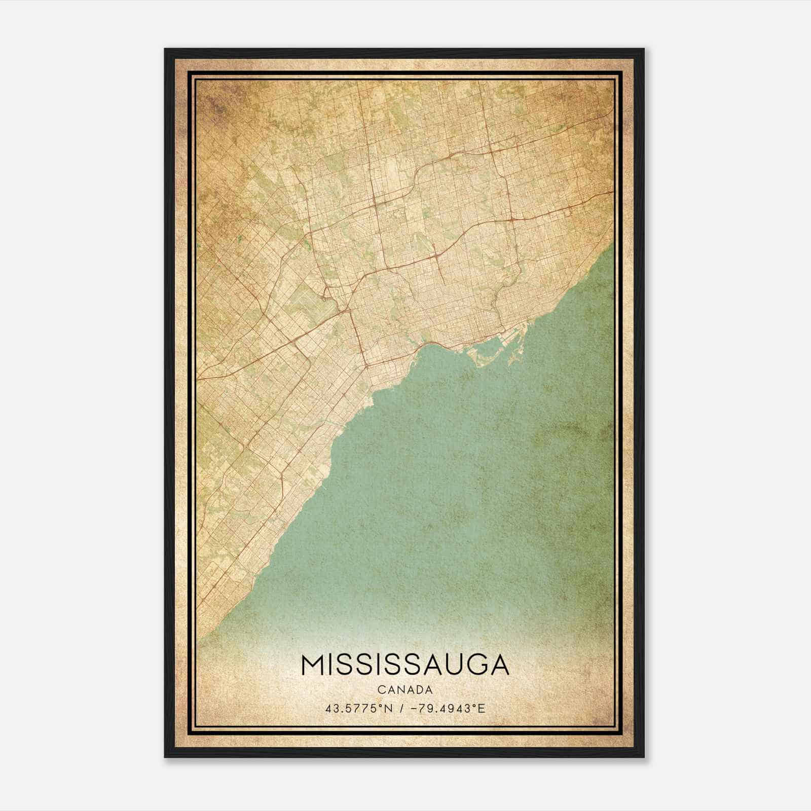 Vintage Mississauga Canada Map Poster, Mississauga City Road Wall Art ...