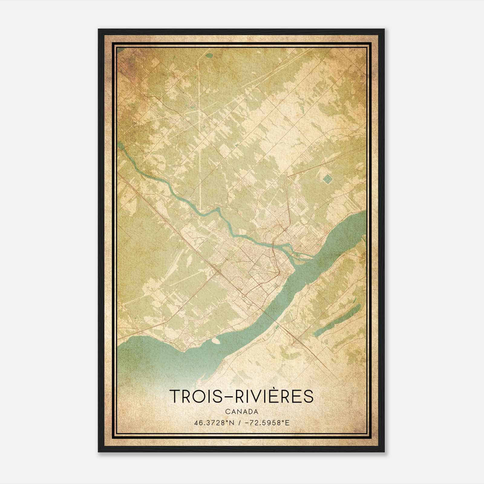 Vintage Trois-Rivieres Canada Map Poster, Trois-Rivieres City Road Wall ...