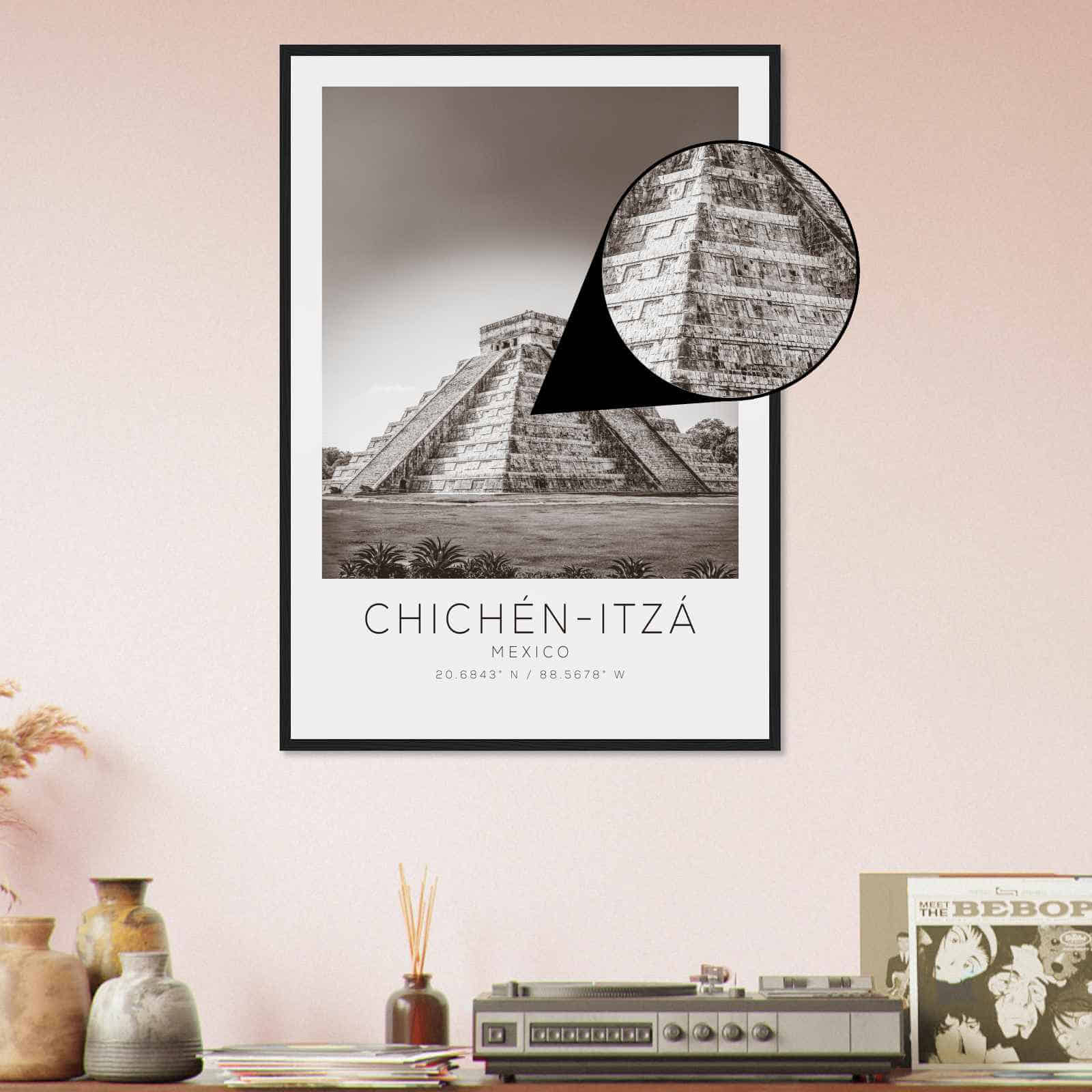 Chichen-Itza Mexico Travel Photo Poster BW, Chichen-Itza Travel Print ...