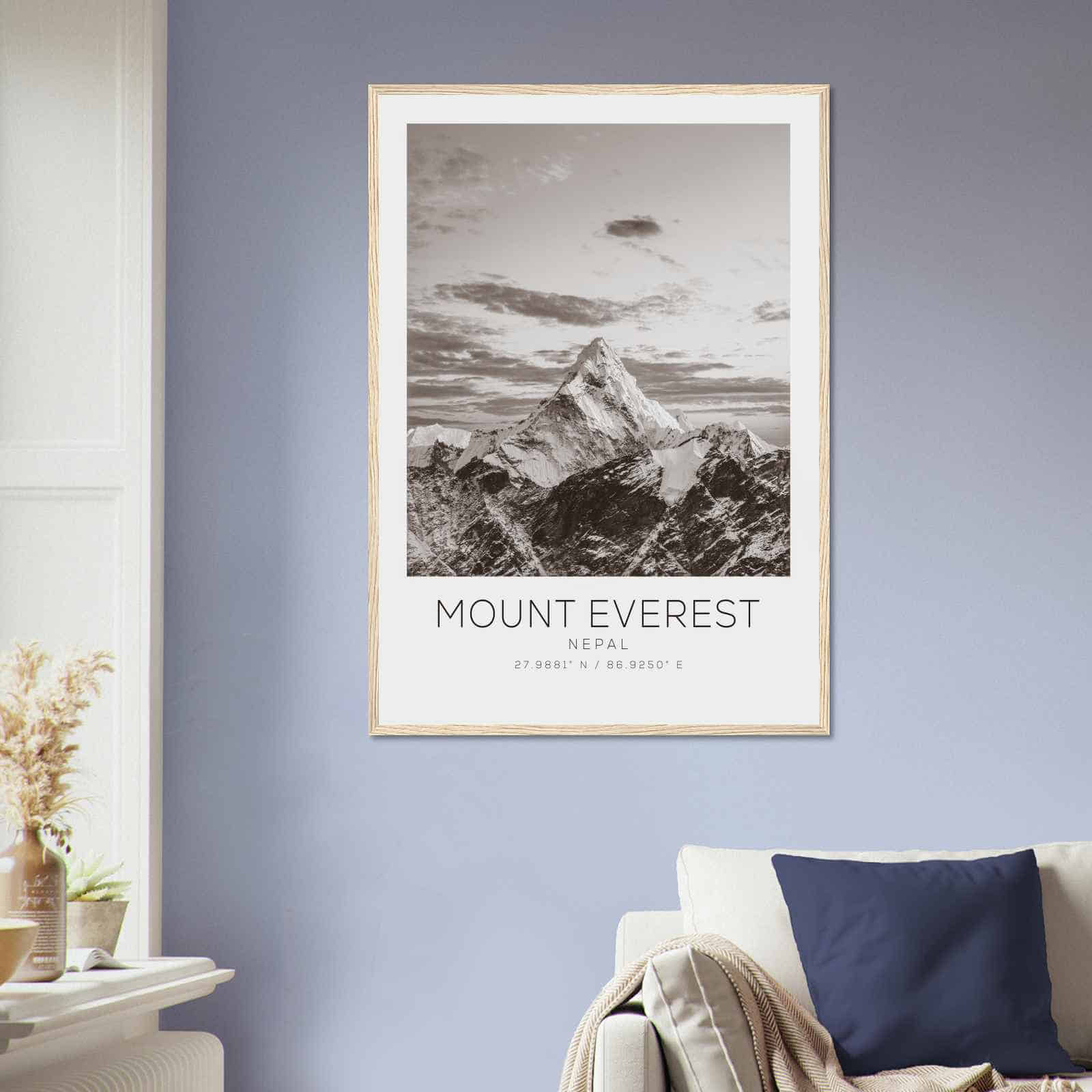 Mount Everest Nepal Travel Photo Poster BW, Mount Everest Travel Print ...