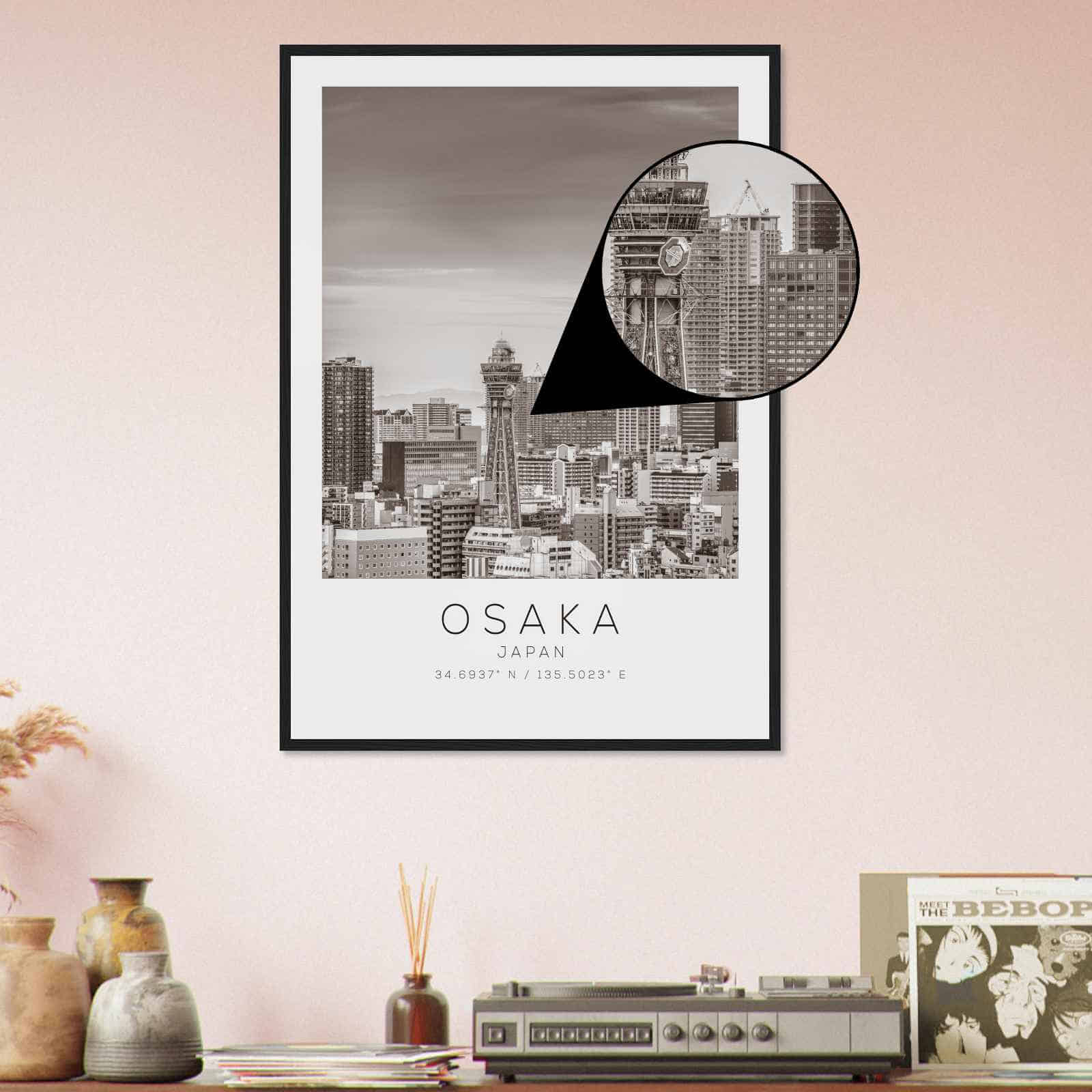 Osaka Japan Travel Photo Poster BW, Osaka Travel Print, Minimalist ...