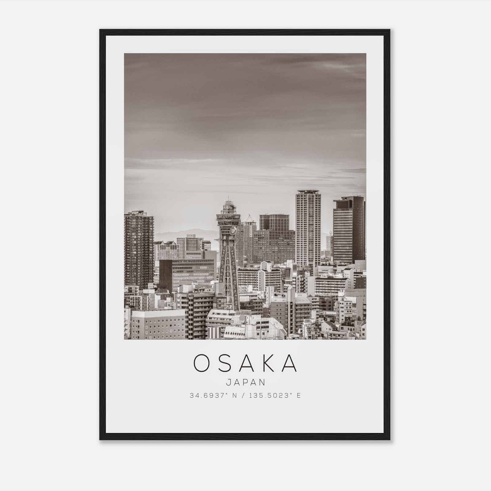 Osaka Japan Travel Photo Poster BW, Osaka Travel Print, Minimalist ...
