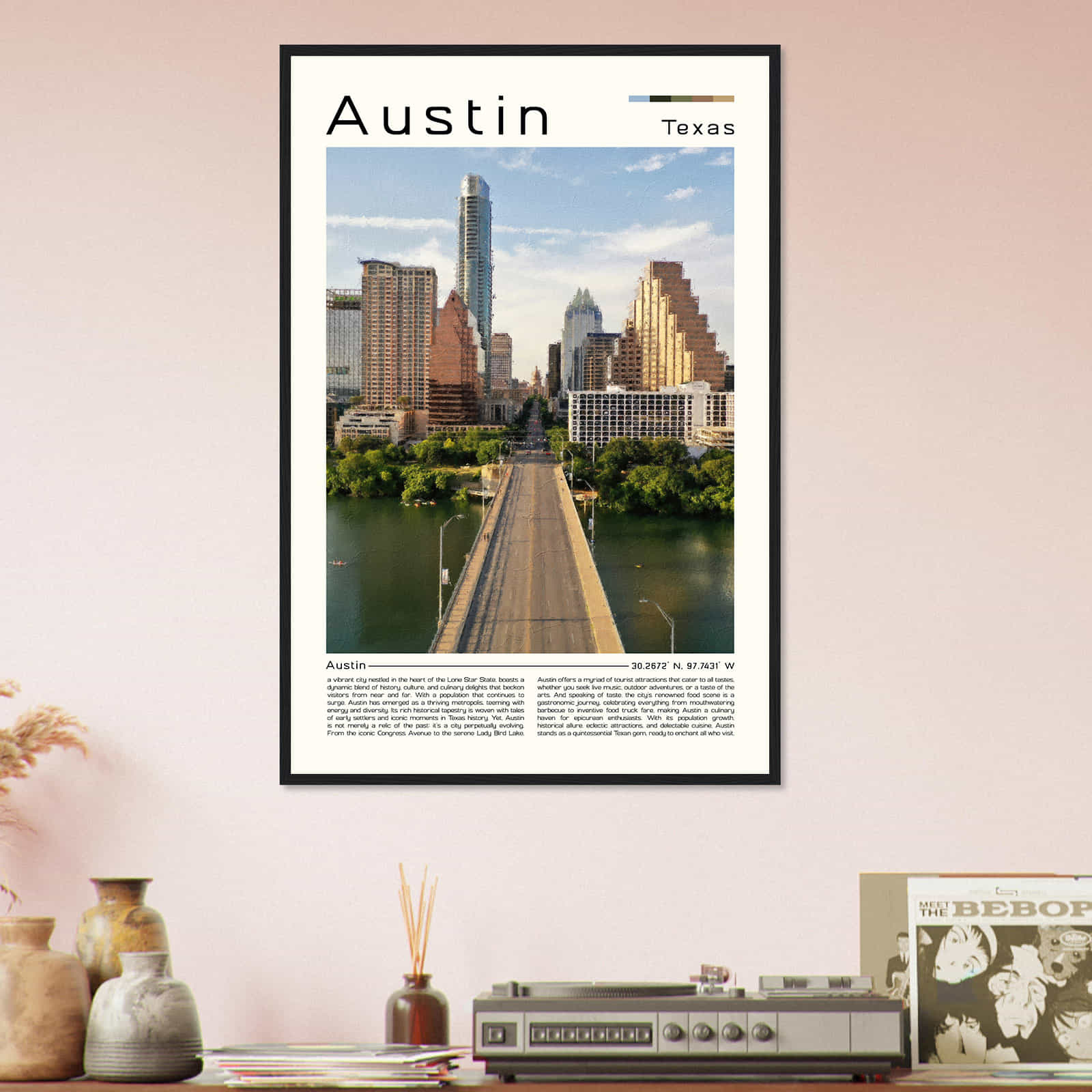 Austin Texas Cityscape Poster Print, Austin Texas Digital Oil Paint ...