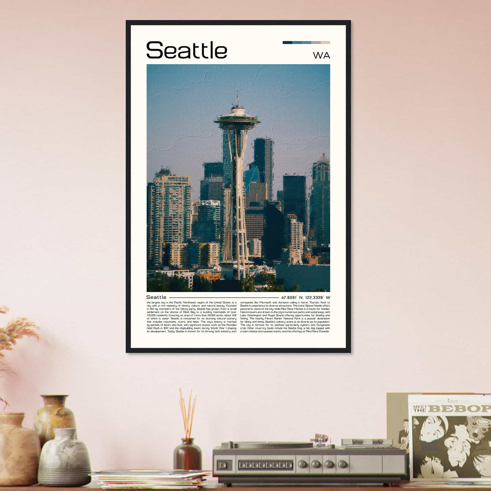 Seattle Washington Cityscape Poster Print, Seattle Washington Digital ...