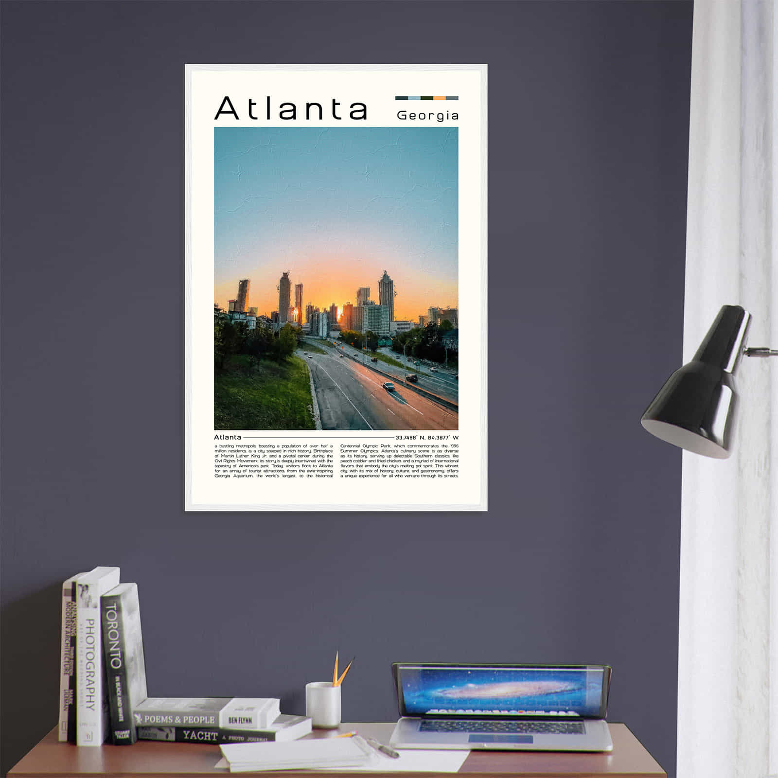 Atlanta Georgia Cityscape Poster Print, Atlanta Georgia Digital Oil ...