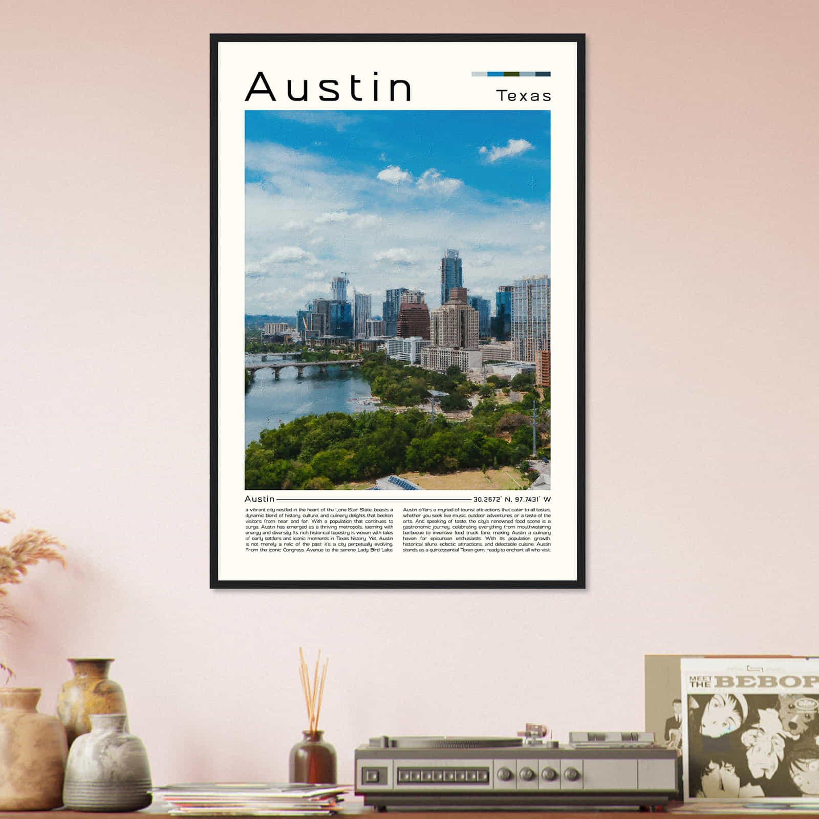 Austin Texas Cityscape Poster Print, Austin Texas Digital Oil Paint ...