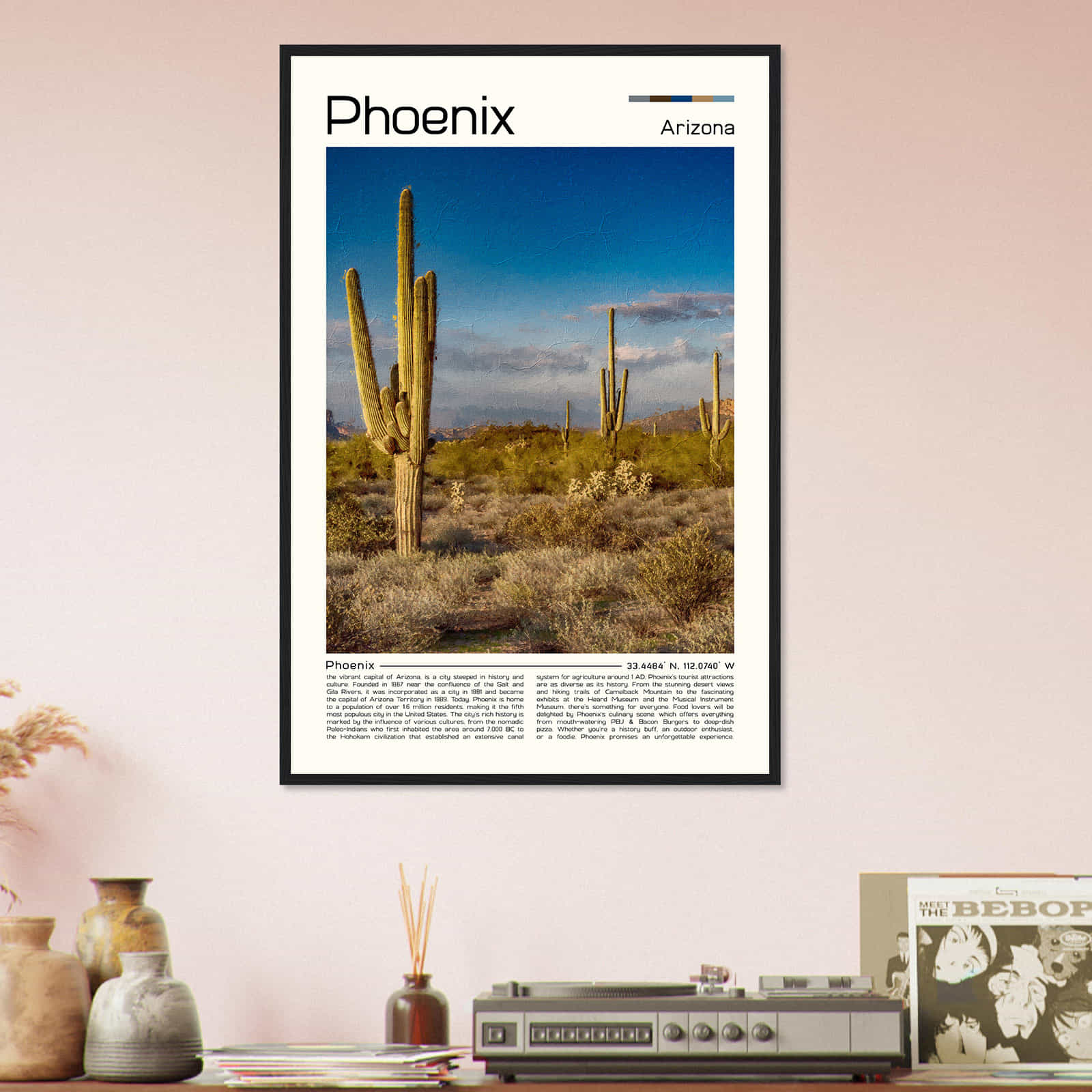 Phoenix Arizona Cityscape Poster Print, Phoenix Arizona Digital Oil ...