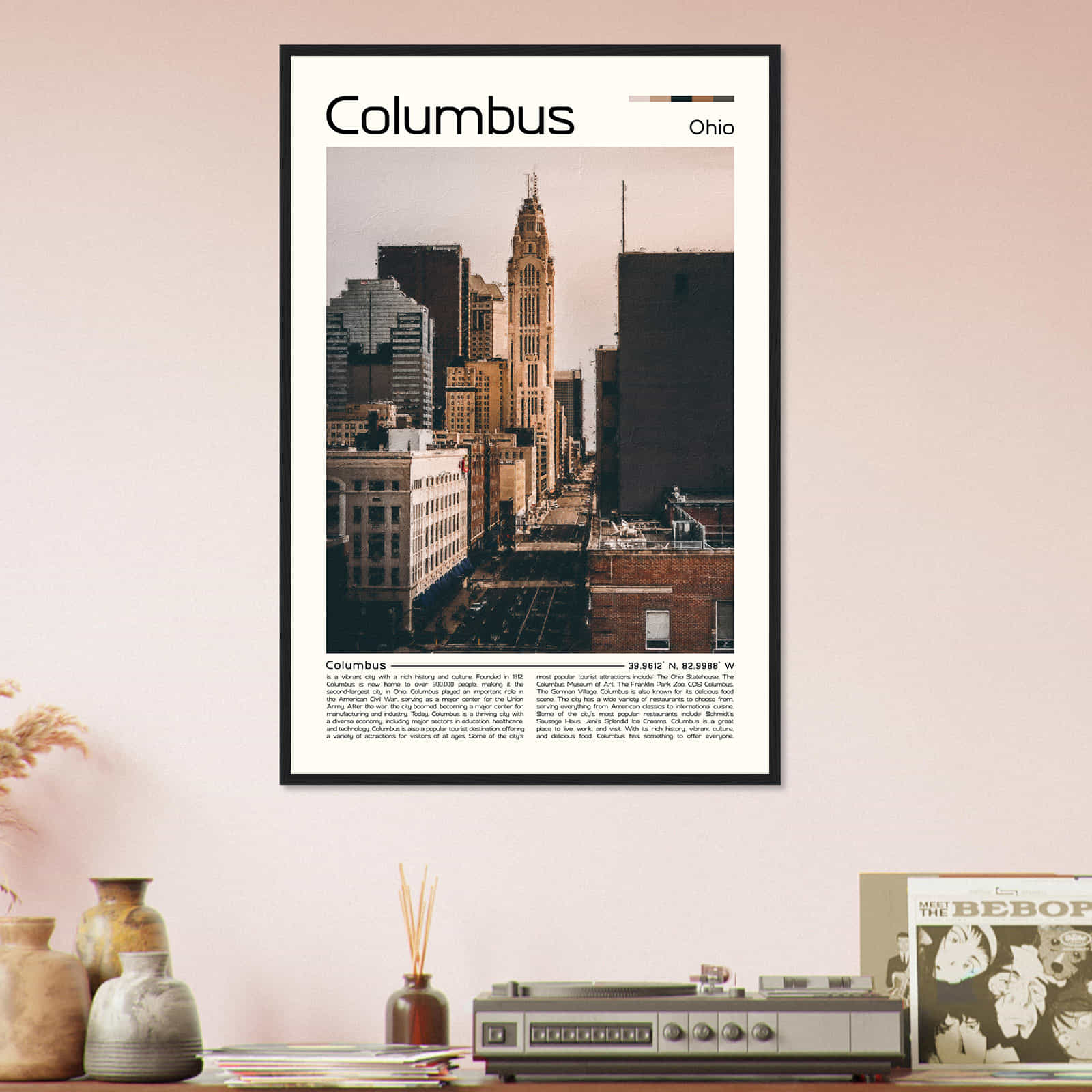 Columbus Ohio Cityscape Poster Print, Columbus Ohio Digital Oil Paint ...