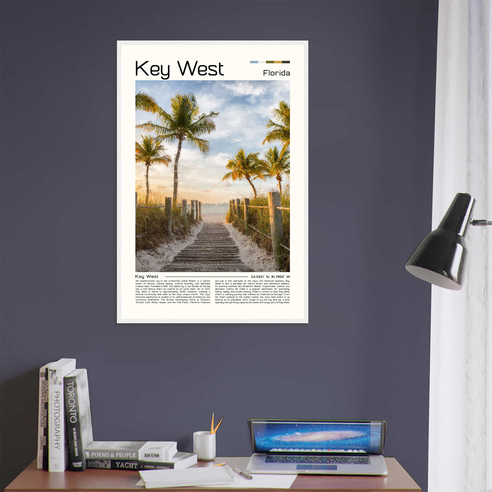 Key West Florida Cityscape Poster Print, Key West Florida Digital Oil ...