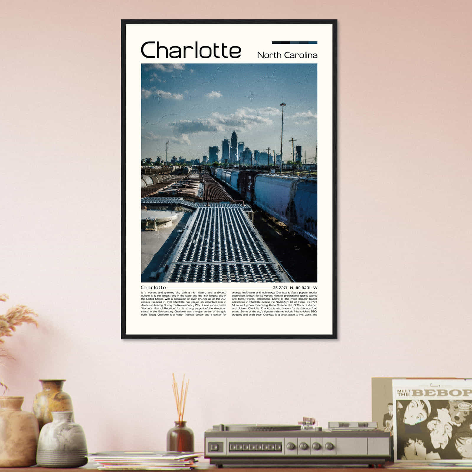 Charlotte North Carolina Cityscape Poster Print, Charlotte North ...