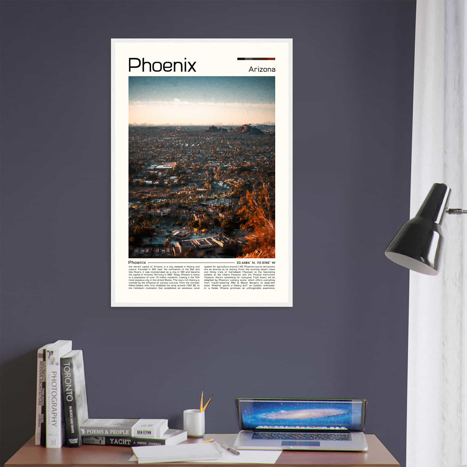 Phoenix Arizona Cityscape Poster Print, Phoenix Arizona Digital Oil ...