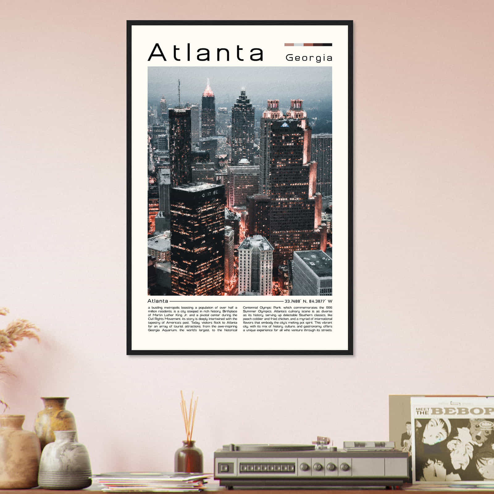 Atlanta Georgia Cityscape Poster Print, Atlanta Georgia Digital Oil ...