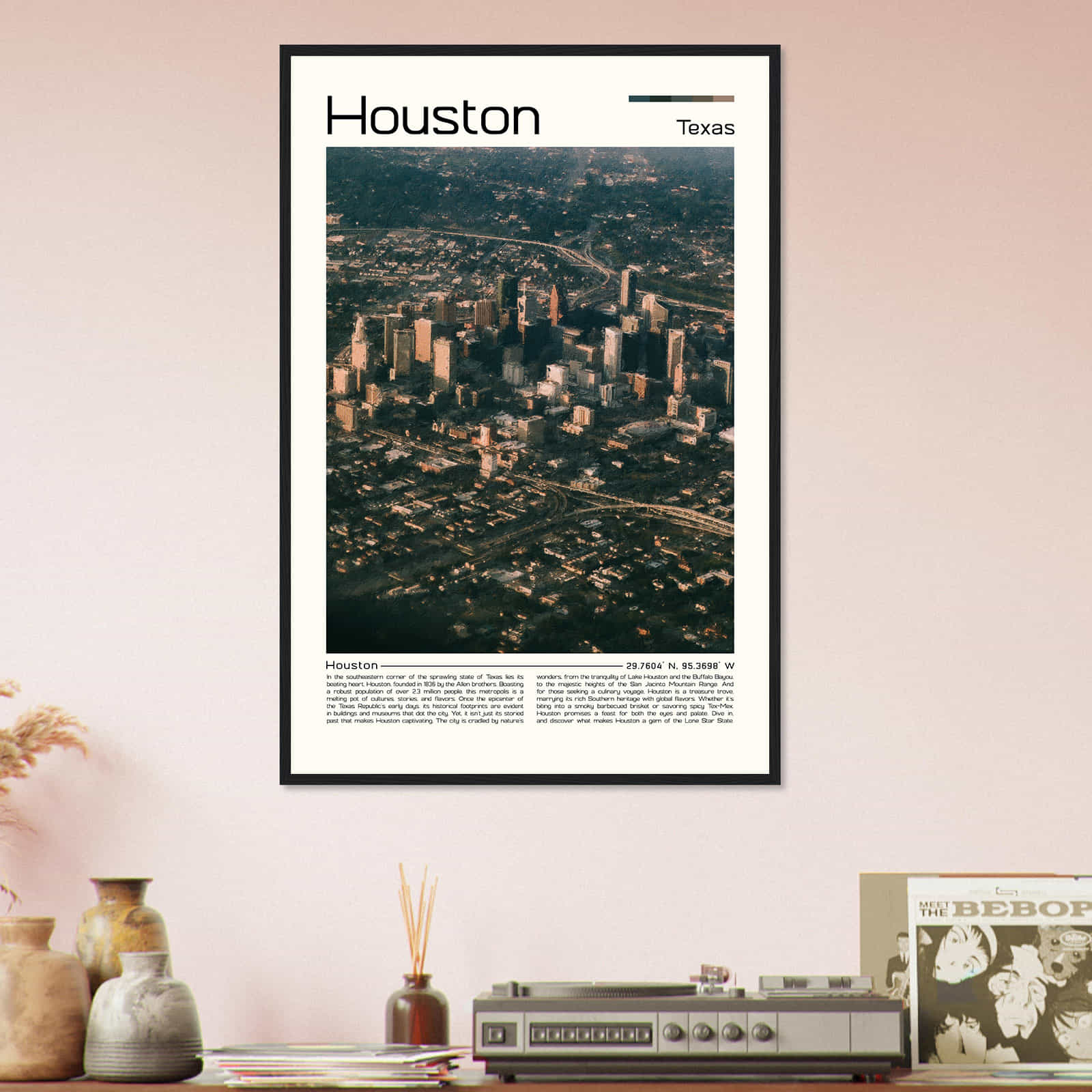 Houston Texas Cityscape Poster Print, Houston Texas Digital Oil Paint ...