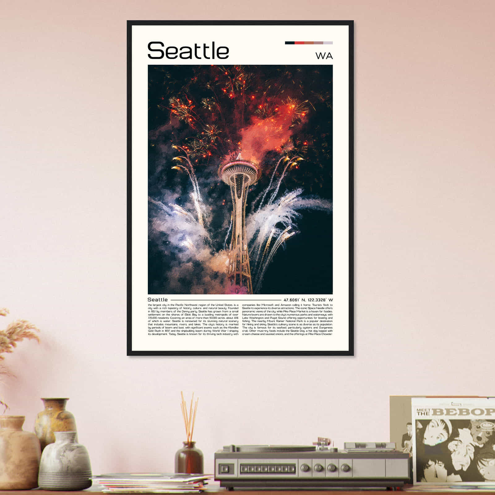 Seattle Washington Cityscape Poster Print, Seattle Washington Digital ...