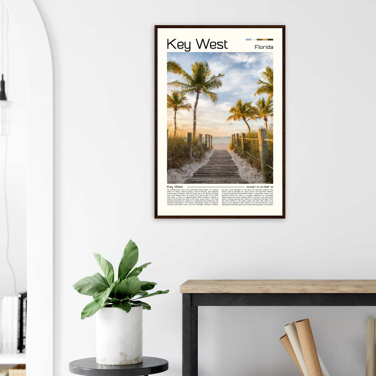 Key West Florida Cityscape Poster Print, Key West Florida Digital Oil ...