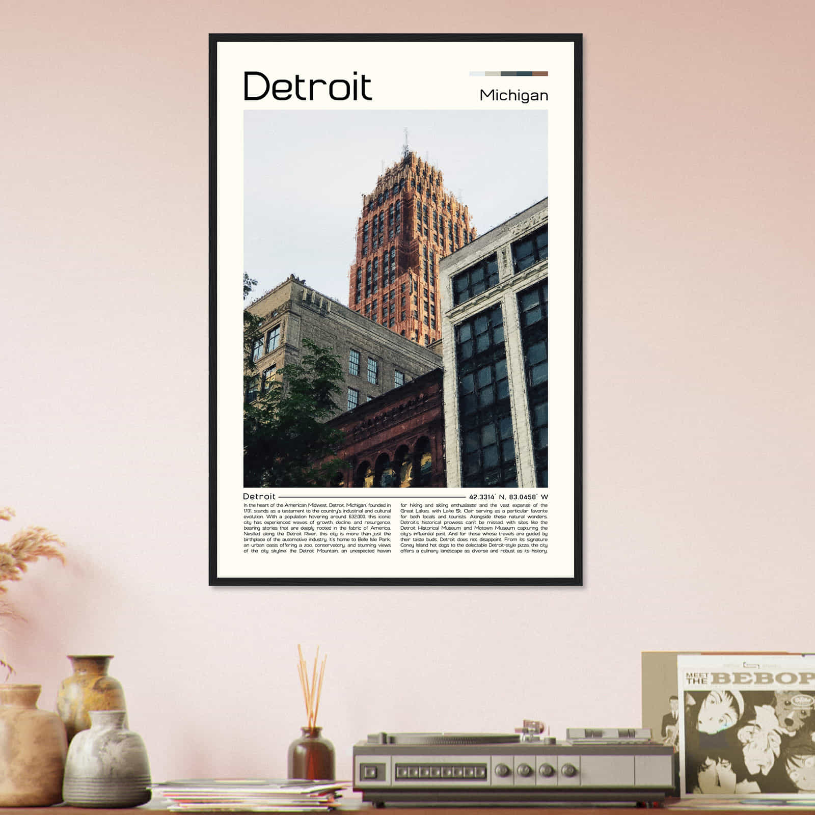Detroit Michigan Cityscape Poster Print, Detroit Michigan Digital Oil ...