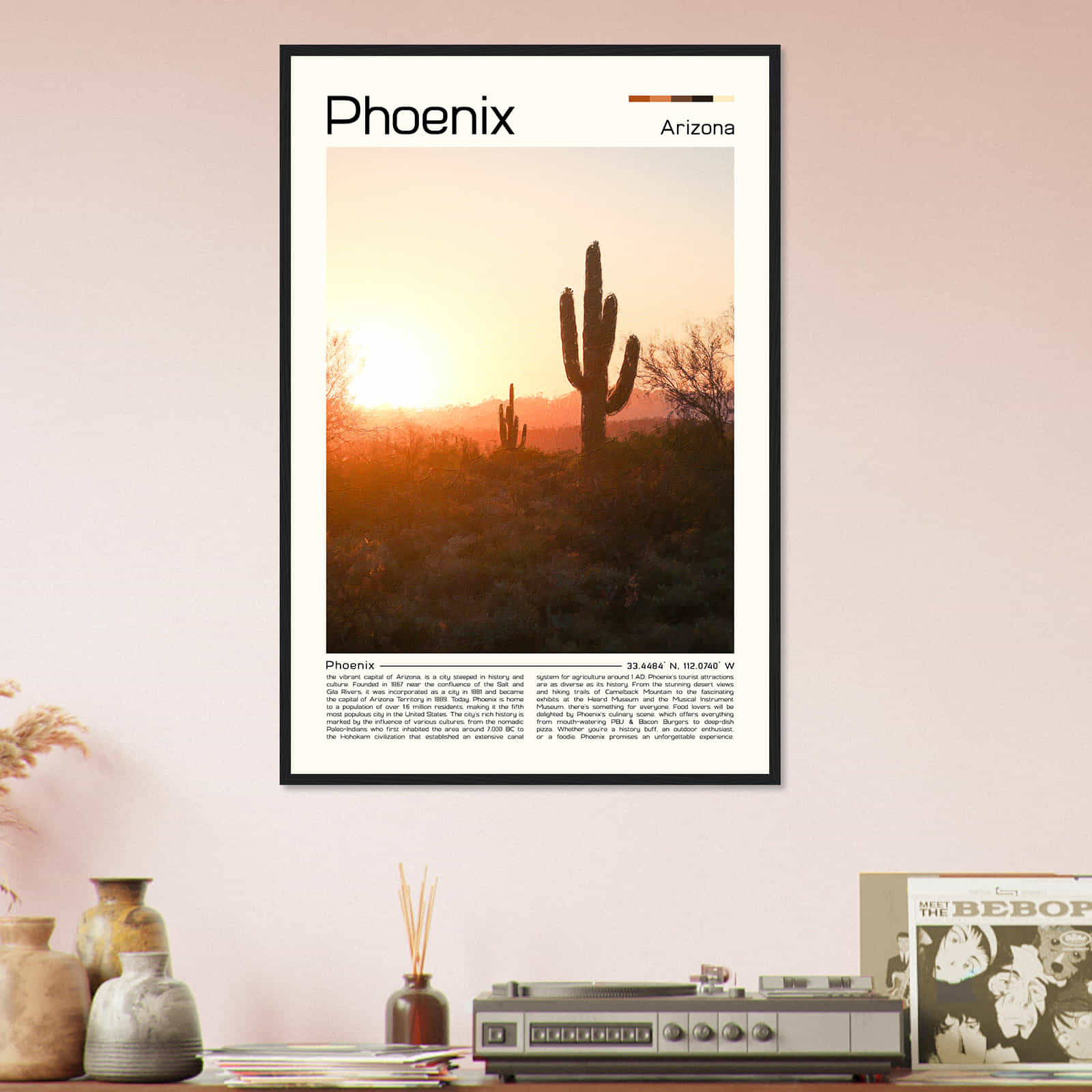Phoenix Arizona Cityscape Poster Print, Phoenix Arizona Digital Oil ...