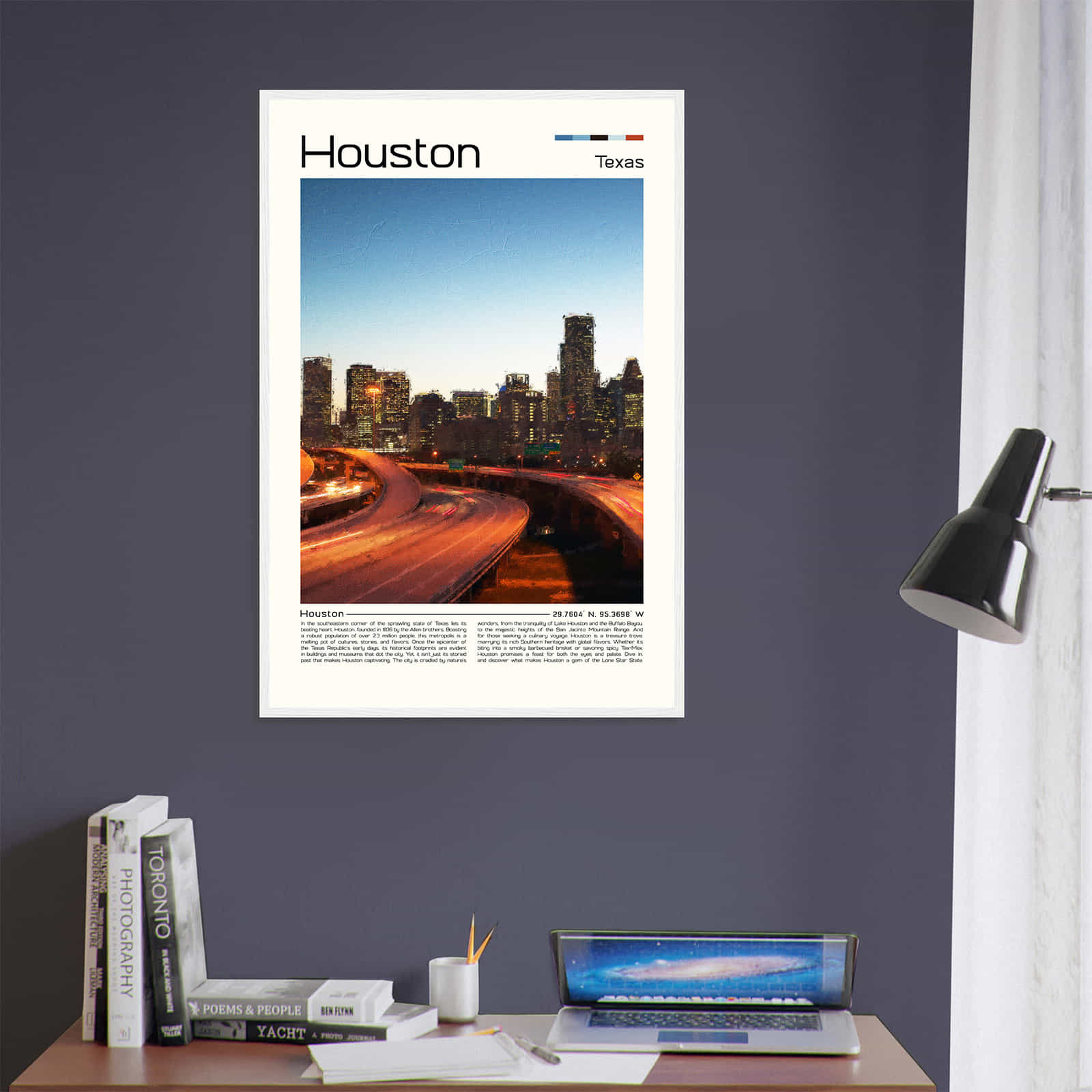 Houston Texas Cityscape Poster Print, Houston Texas Digital Oil Paint ...