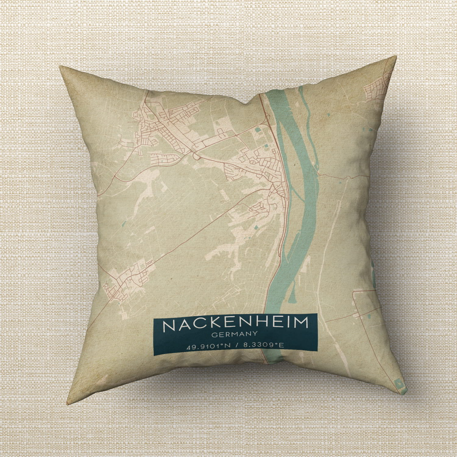 Vintage Nackenheim Germany Map Pillow, Custom Double Sided Pillow ...