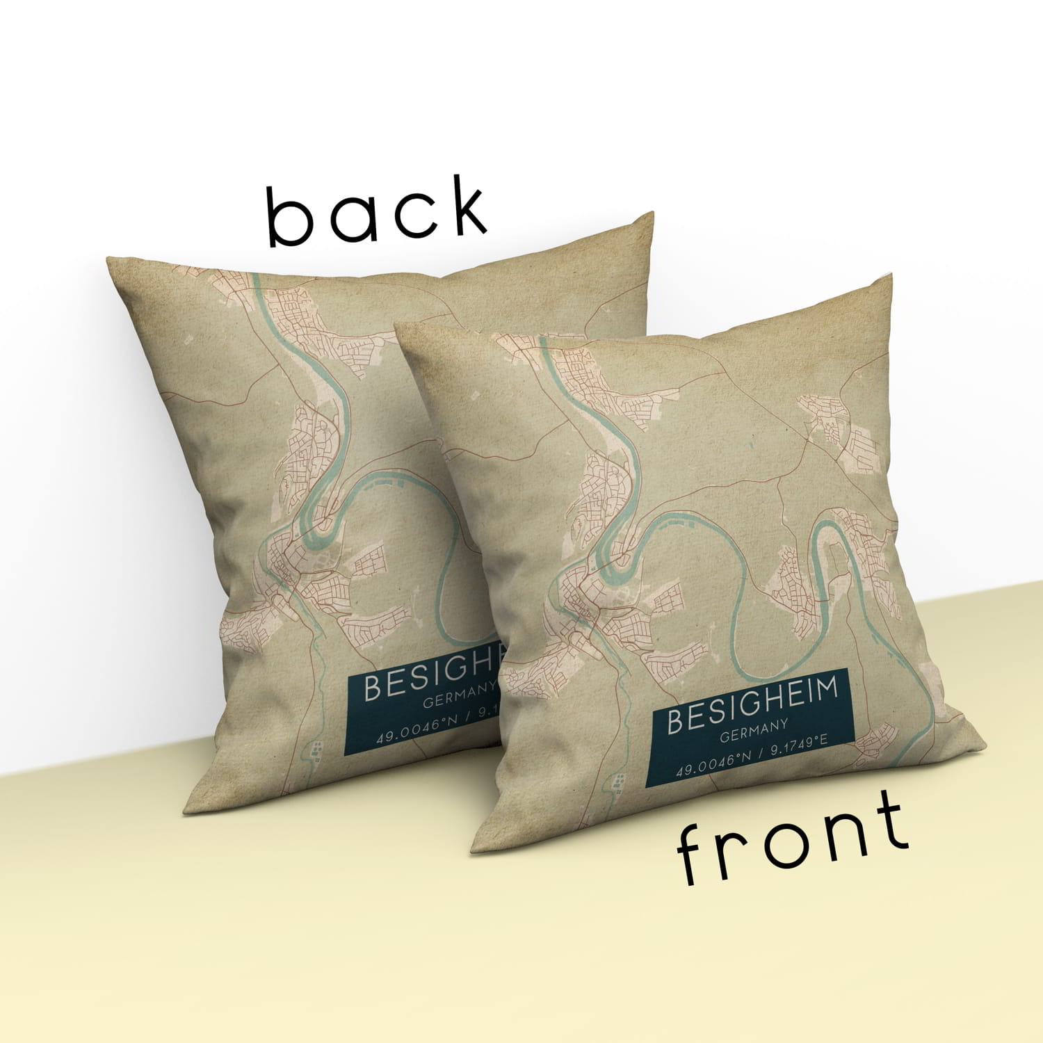 Vintage Besigheim Germany Map Pillow, Custom Double Sided Pillow ...
