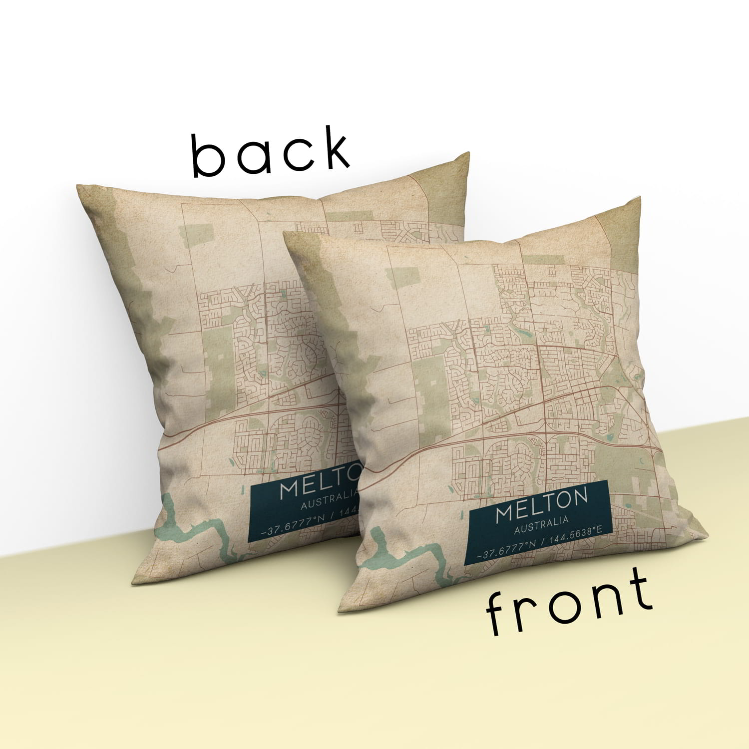Vintage Melton Australia Map Pillow, Custom Double Sided Pillow ...