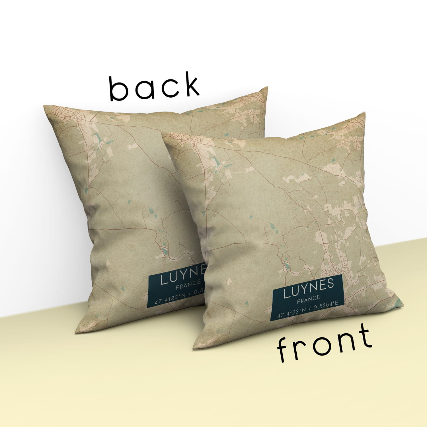 Vintage Luynes France Map Pillow, Custom Double Sided Pillow - Custom ...