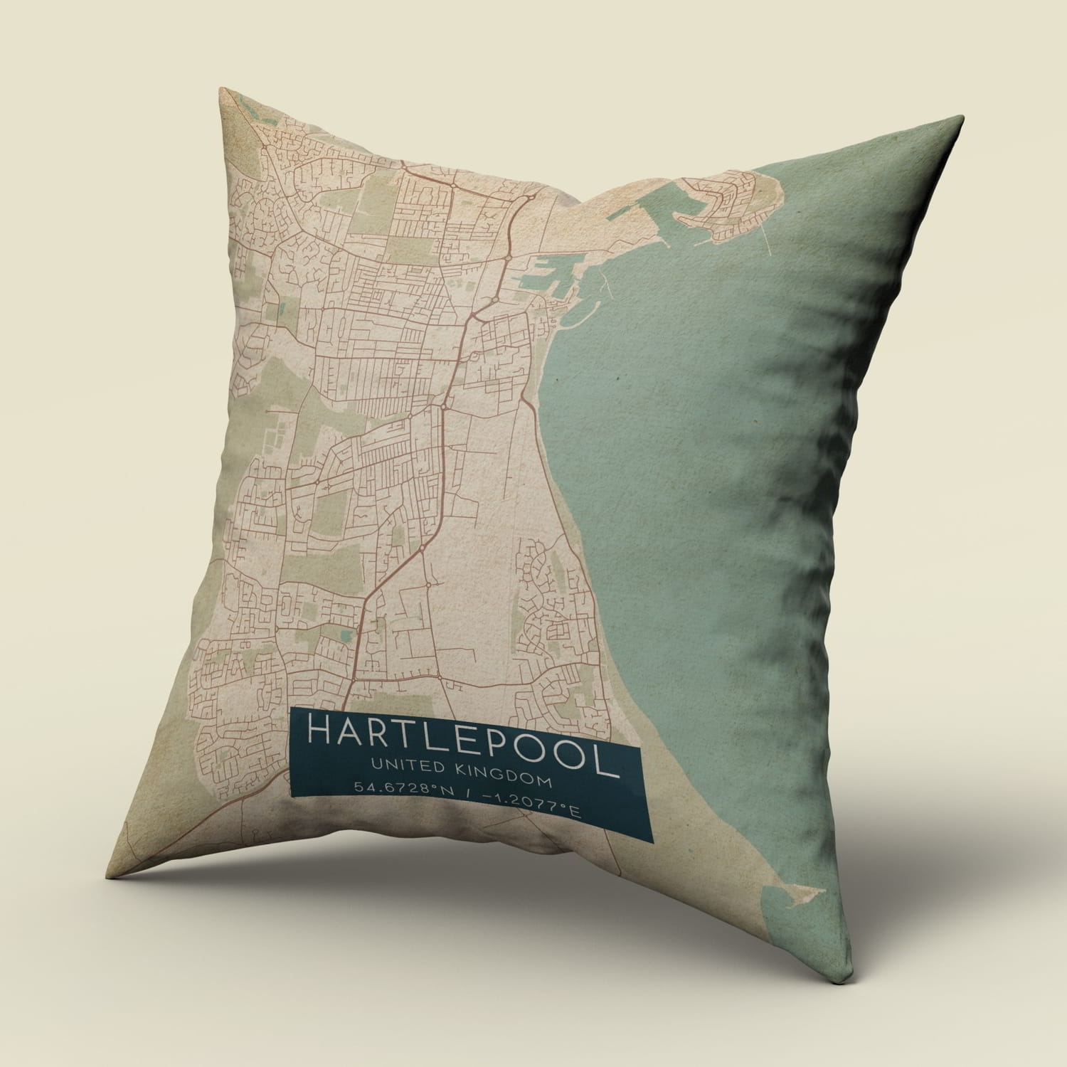 Vintage Hartlepool United Kingdom Map Pillow, Custom Double Sided ...