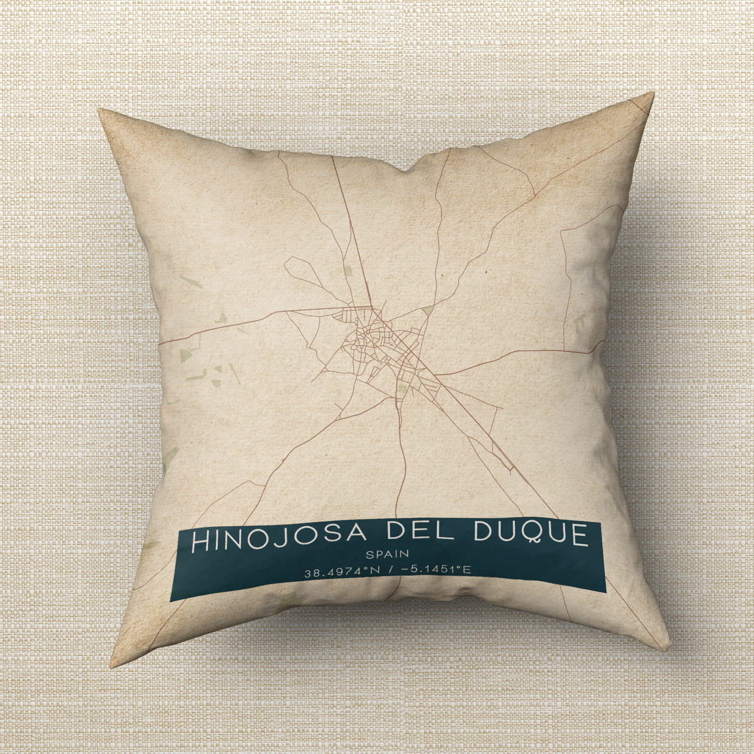 Vintage Hinojosa del Duque Spain Map Pillow, Custom Double Sided Pillow ...
