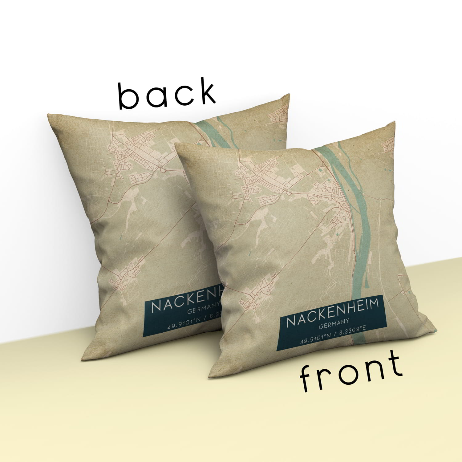 Vintage Nackenheim Germany Map Pillow, Custom Double Sided Pillow ...