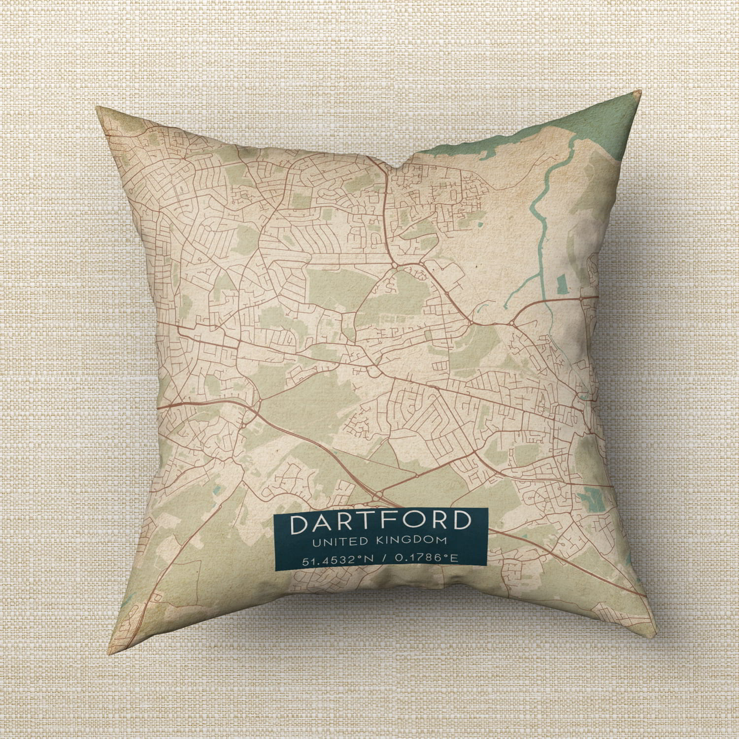 Vintage Crayford United Kingdom Map Pillow, Custom Double Sided Pillow ...