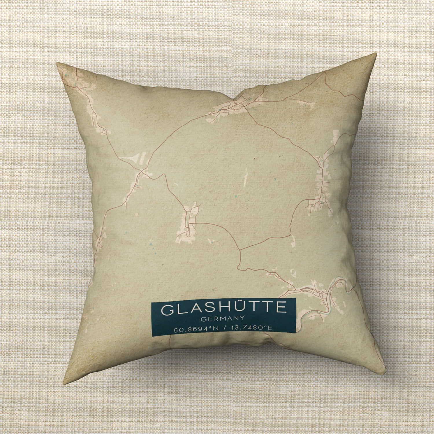 Vintage Glashutte Germany Map Pillow, Custom Double Sided Pillow ...