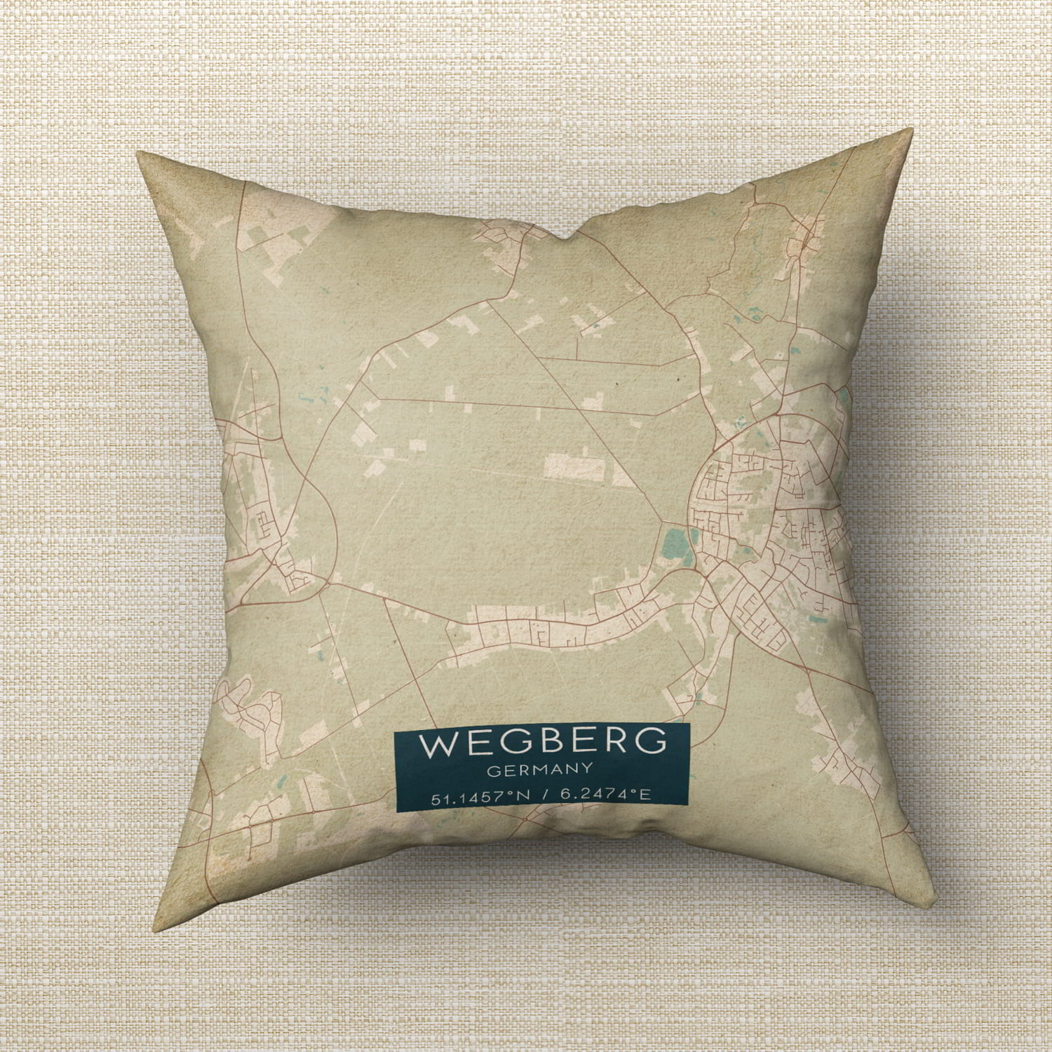 Vintage Wegberg Germany Map Pillow, Custom Double Sided Pillow - Custom ...