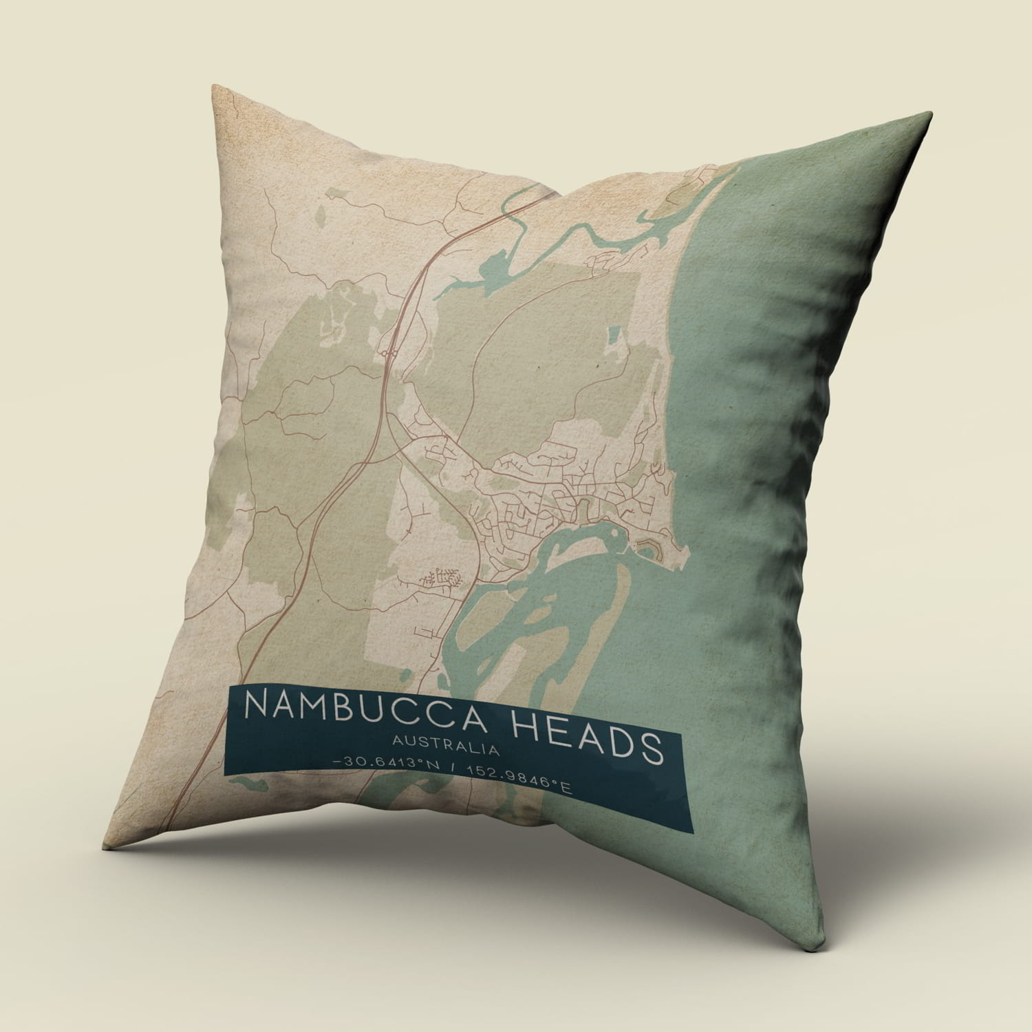 Vintage Nambucca Heads Australia Map Pillow, Custom Double Sided Pillow ...