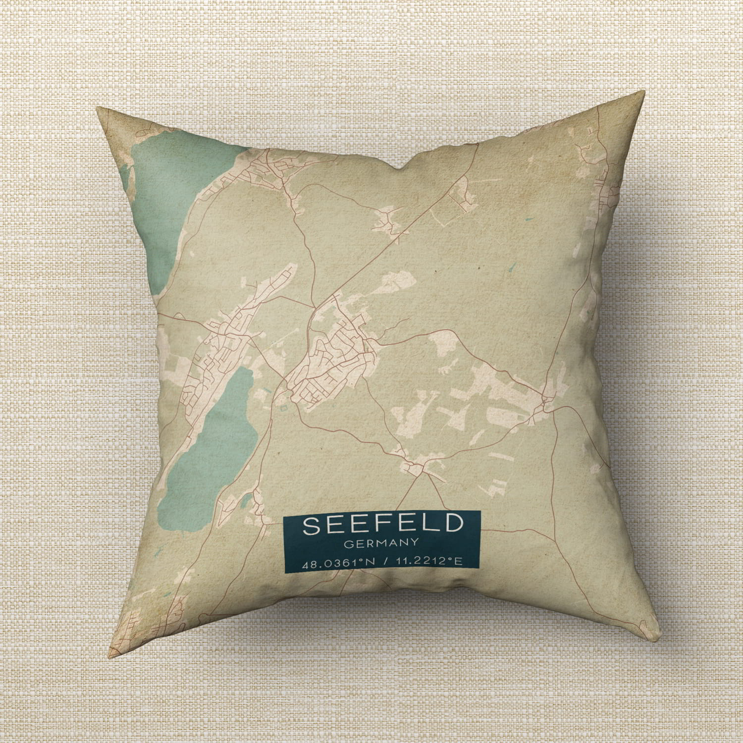 Vintage Seefeld Germany Map Pillow, Custom Double Sided Pillow - Custom ...