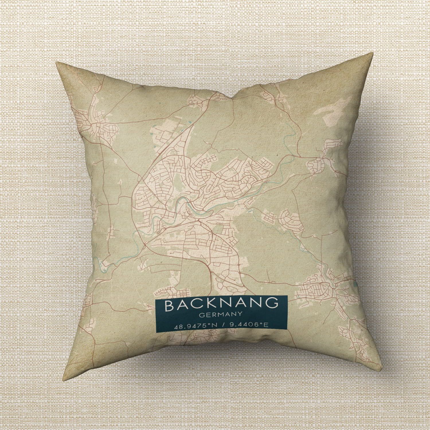 Vintage Backnang Germany Map Pillow, Custom Double Sided Pillow ...