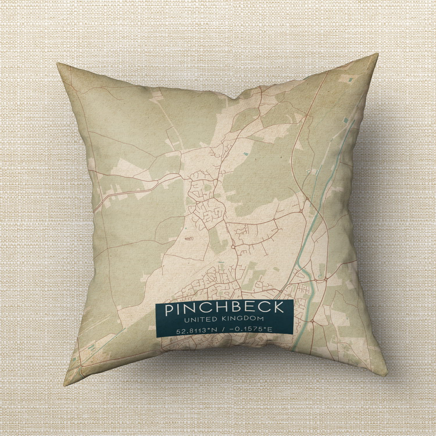 Vintage Pinchbeck United Kingdom Map Pillow, Custom Double Sided Pillow ...