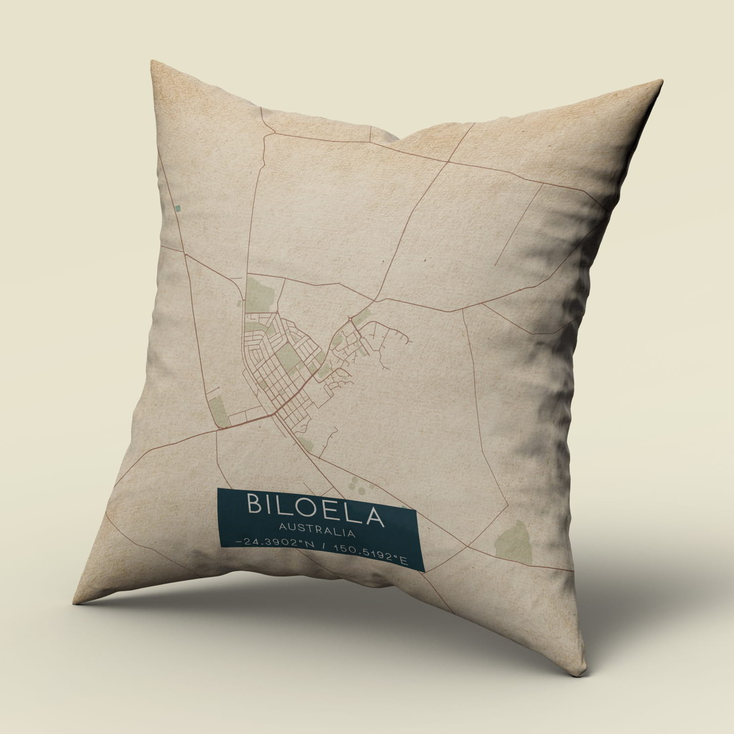 Vintage Biloela Australia Map Pillow, Custom Double Sided Pillow ...