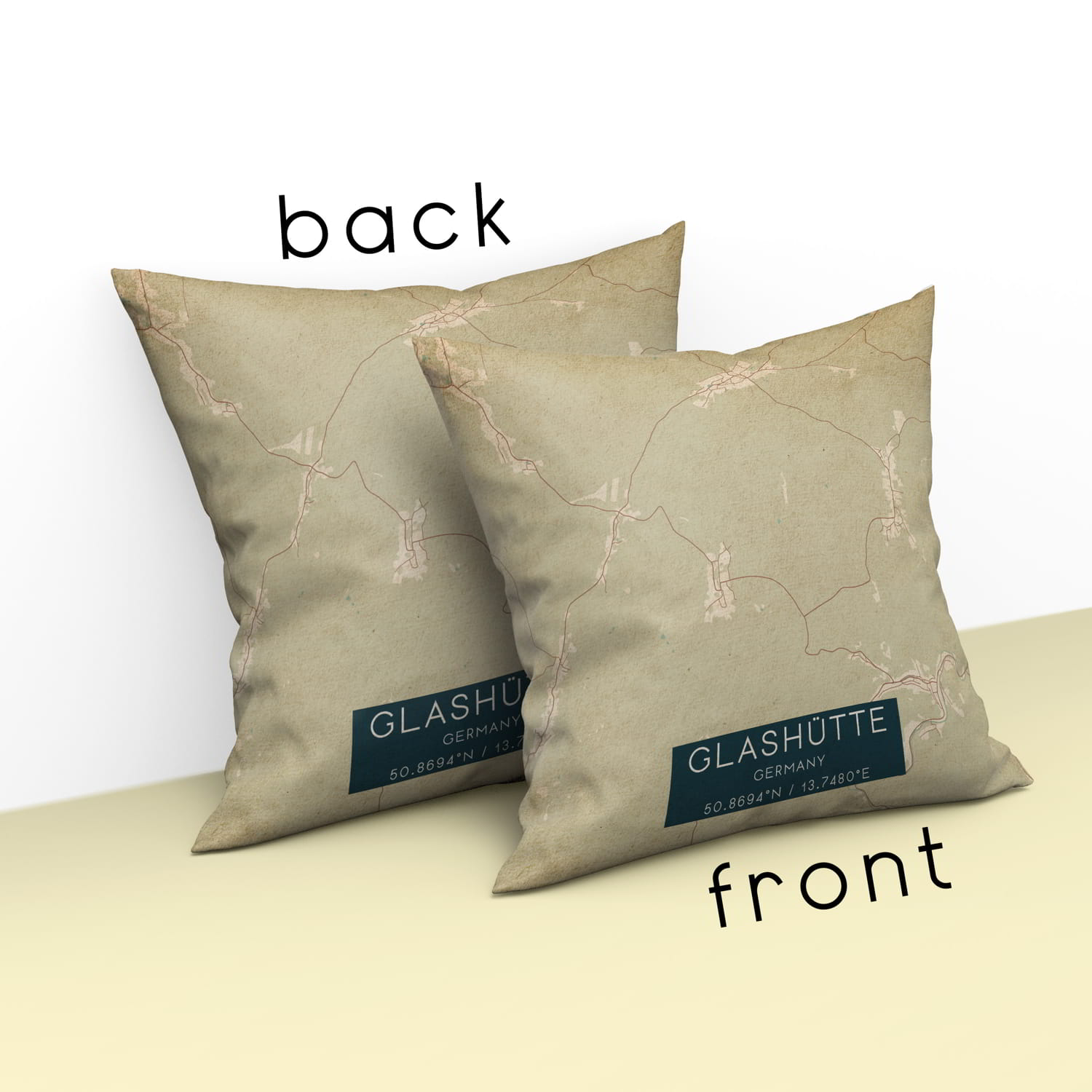 Vintage Glashutte Germany Map Pillow, Custom Double Sided Pillow ...