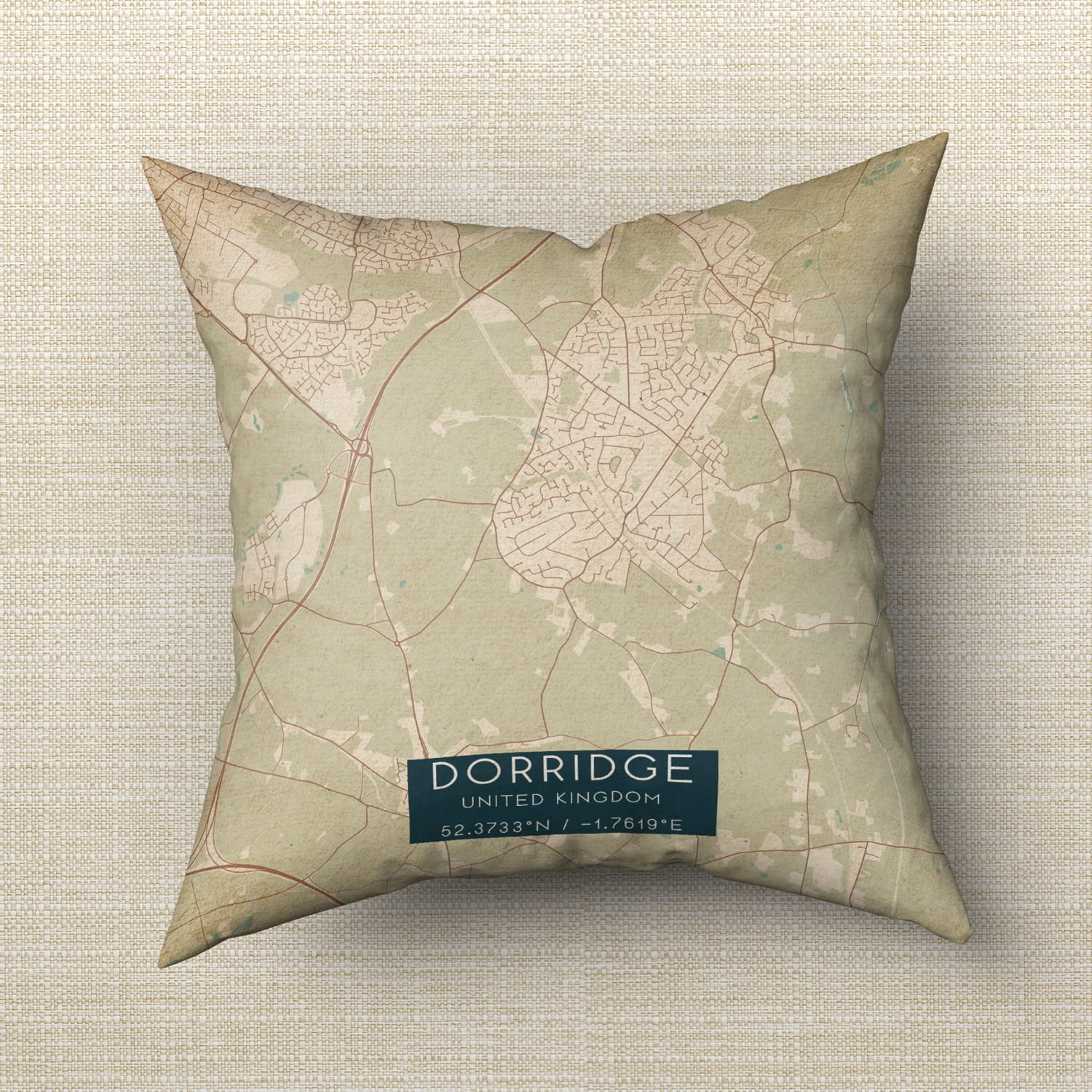 Vintage Dorridge United Kingdom Map Pillow, Custom Double Sided Pillow ...