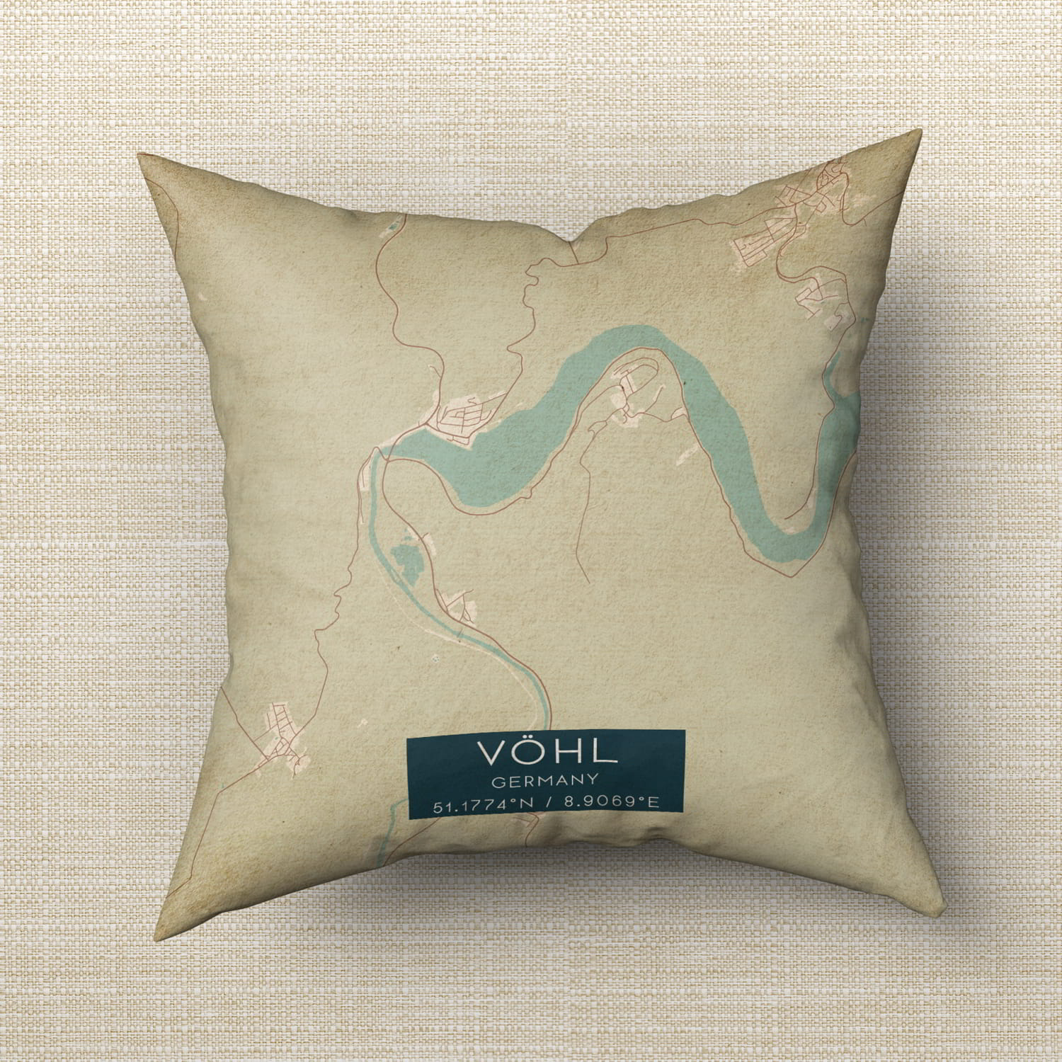 Vintage Vohl Germany Map Pillow, Custom Double Sided Pillow - Custom ...