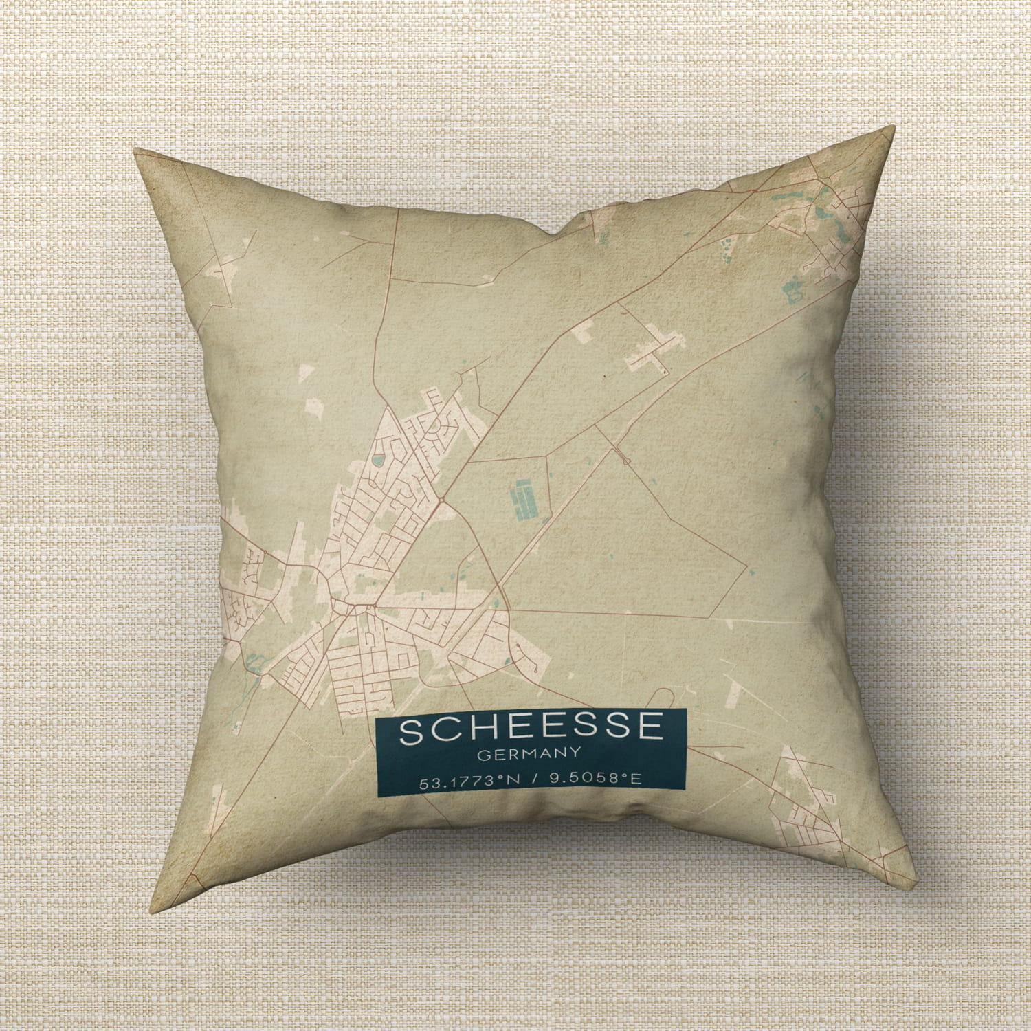 Vintage Scheessel Germany Map Pillow, Custom Double Sided Pillow ...