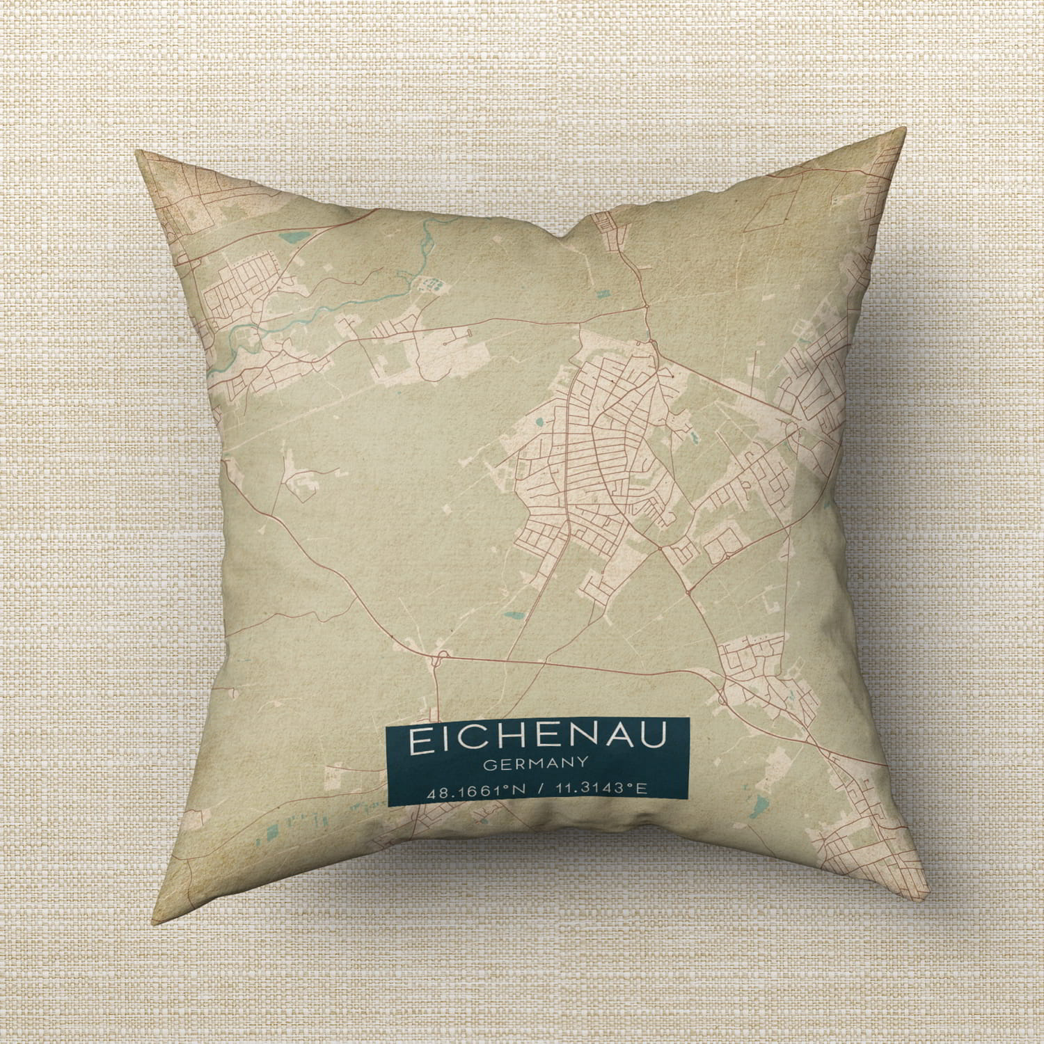 Vintage Eichenau Germany Map Pillow, Custom Double Sided Pillow ...