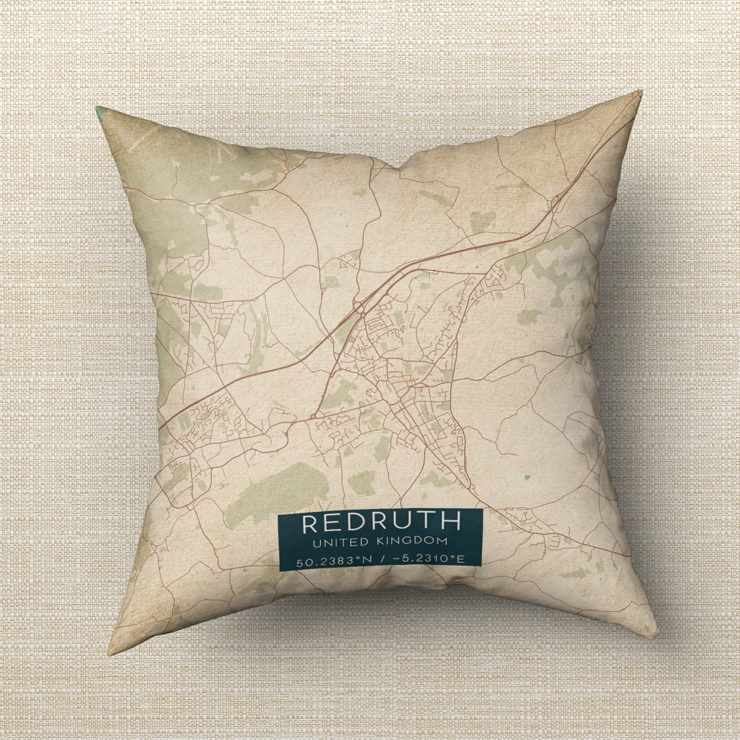 Vintage Redruth United Kingdom Map Pillow, Custom Double Sided Pillow ...