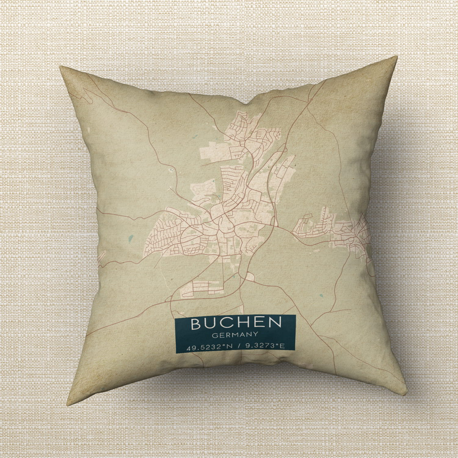 Vintage Buchen Germany Map Pillow, Custom Double Sided Pillow - Custom ...