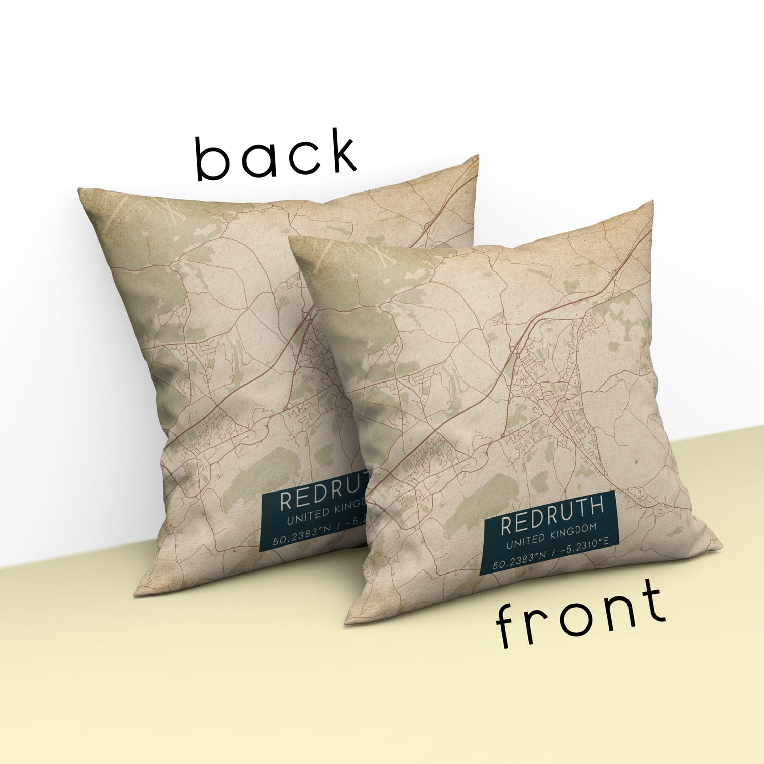 Vintage Redruth United Kingdom Map Pillow, Custom Double Sided Pillow ...