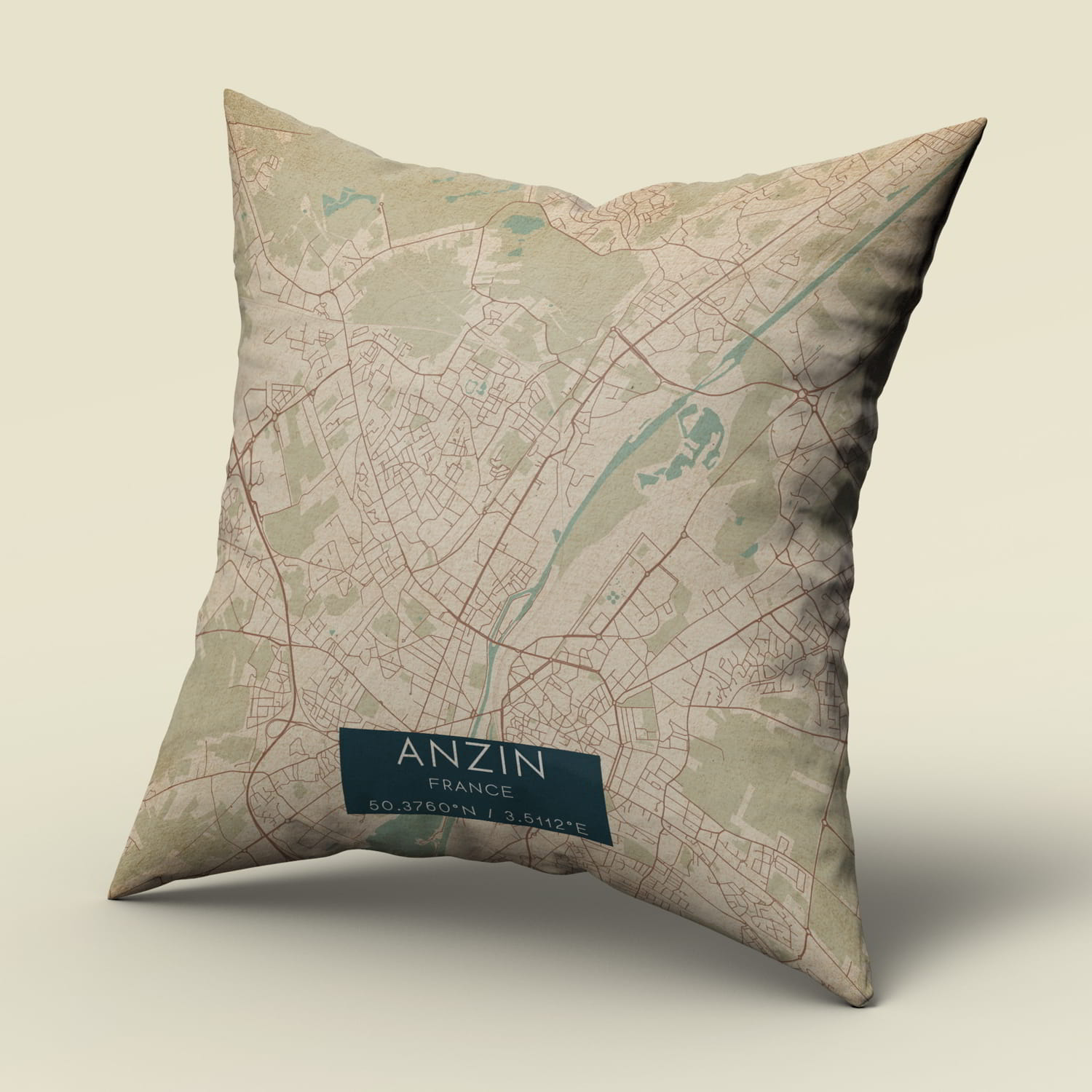 Vintage Anzin France Map Pillow, Custom Double Sided Pillow - Custom ...
